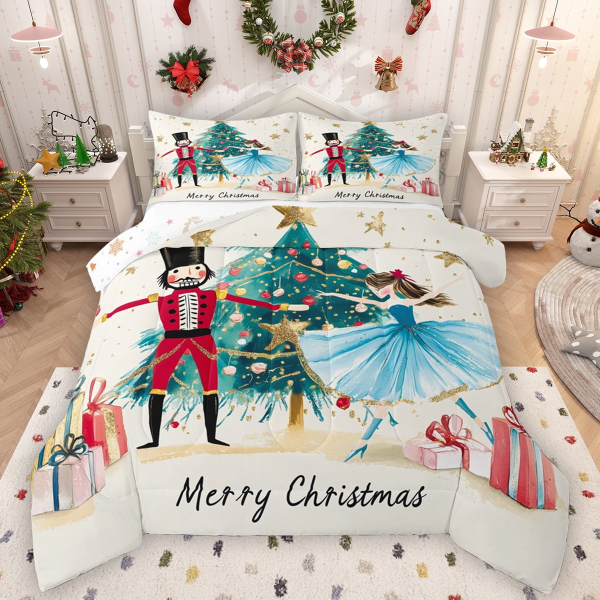 Manfei Merry Xmas Full Size Comforter Sets,Ballet Dancer Nutcracker ...