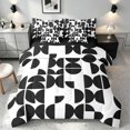 Manfei Mid-Century Geometric King Bedding, Black Semicircle King Bed in ...