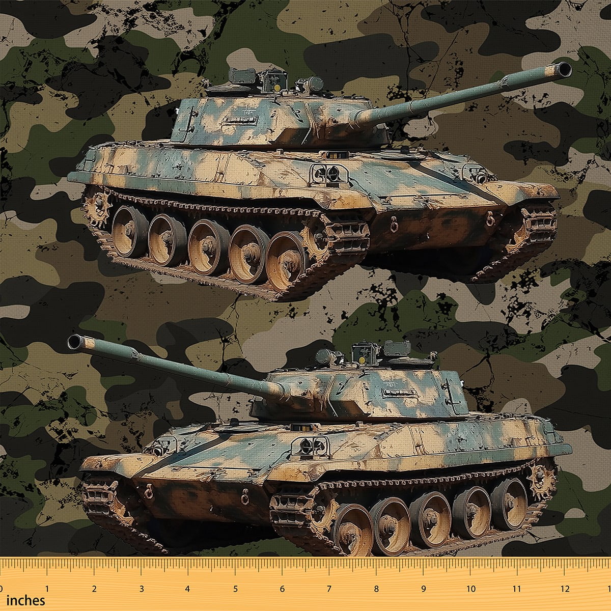 Manfei Military Tank Print Fabric by the Yard (3 Yards), Geometric ...