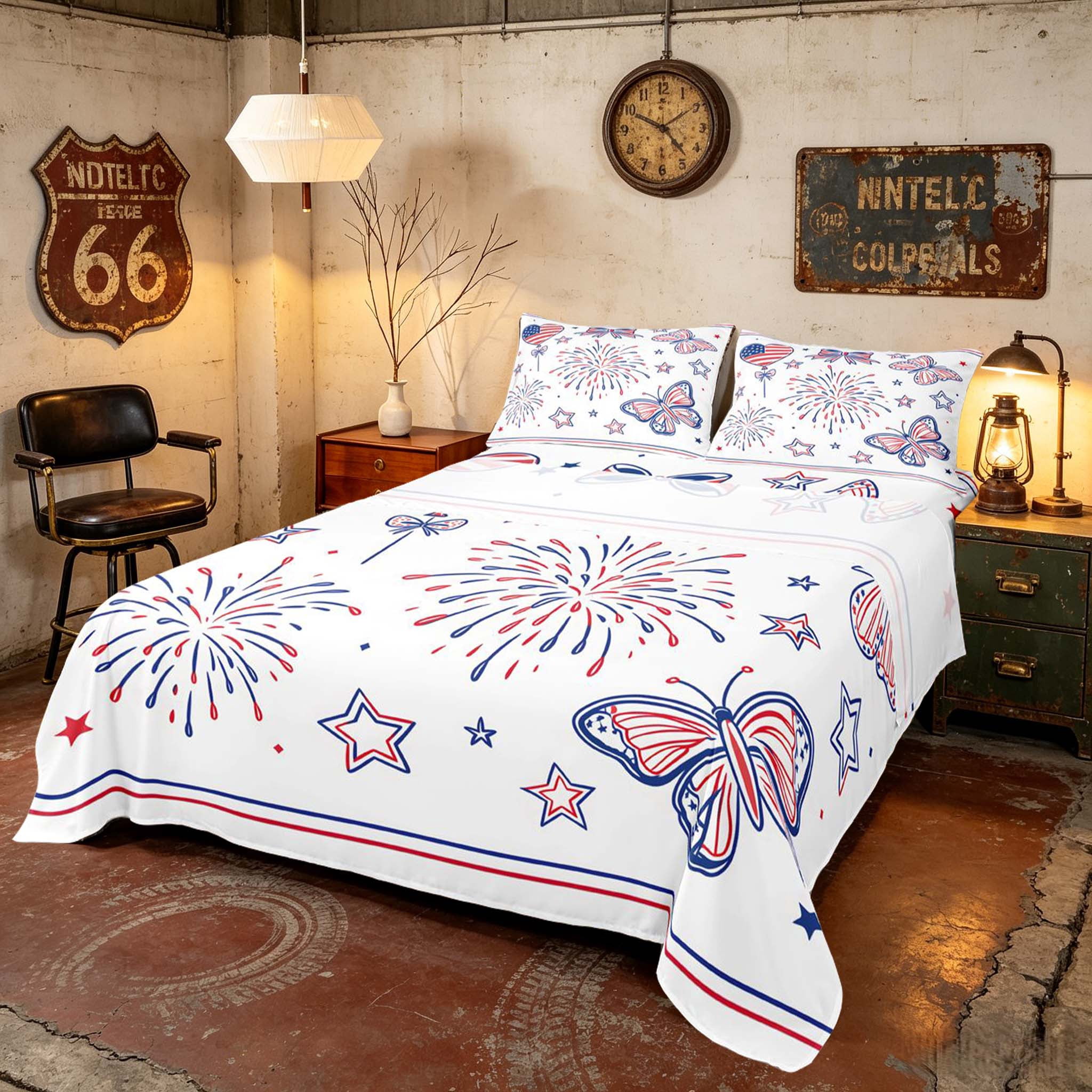 Manfei Minimal Firework Queen Sheets, Heart Balloon Queen Sheet Sets ...