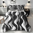 Manfei Minimalist Abstract Wave King Bedding, Flowing Line Art King Bed ...