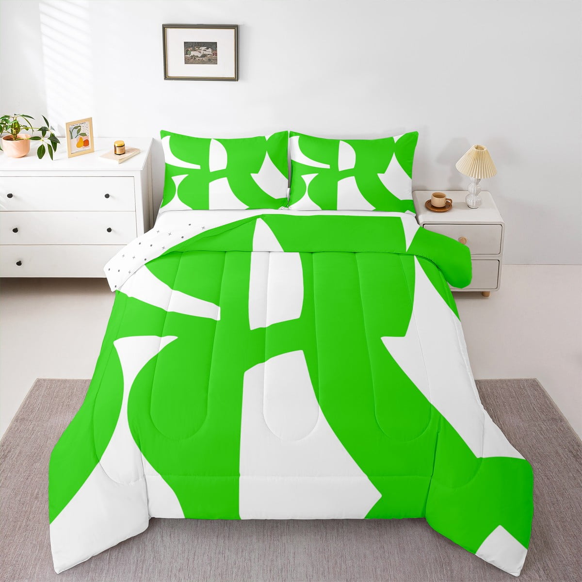 Manfei Minimalist Geometry Bedding Sets Queen with Comforter,Geometric ...