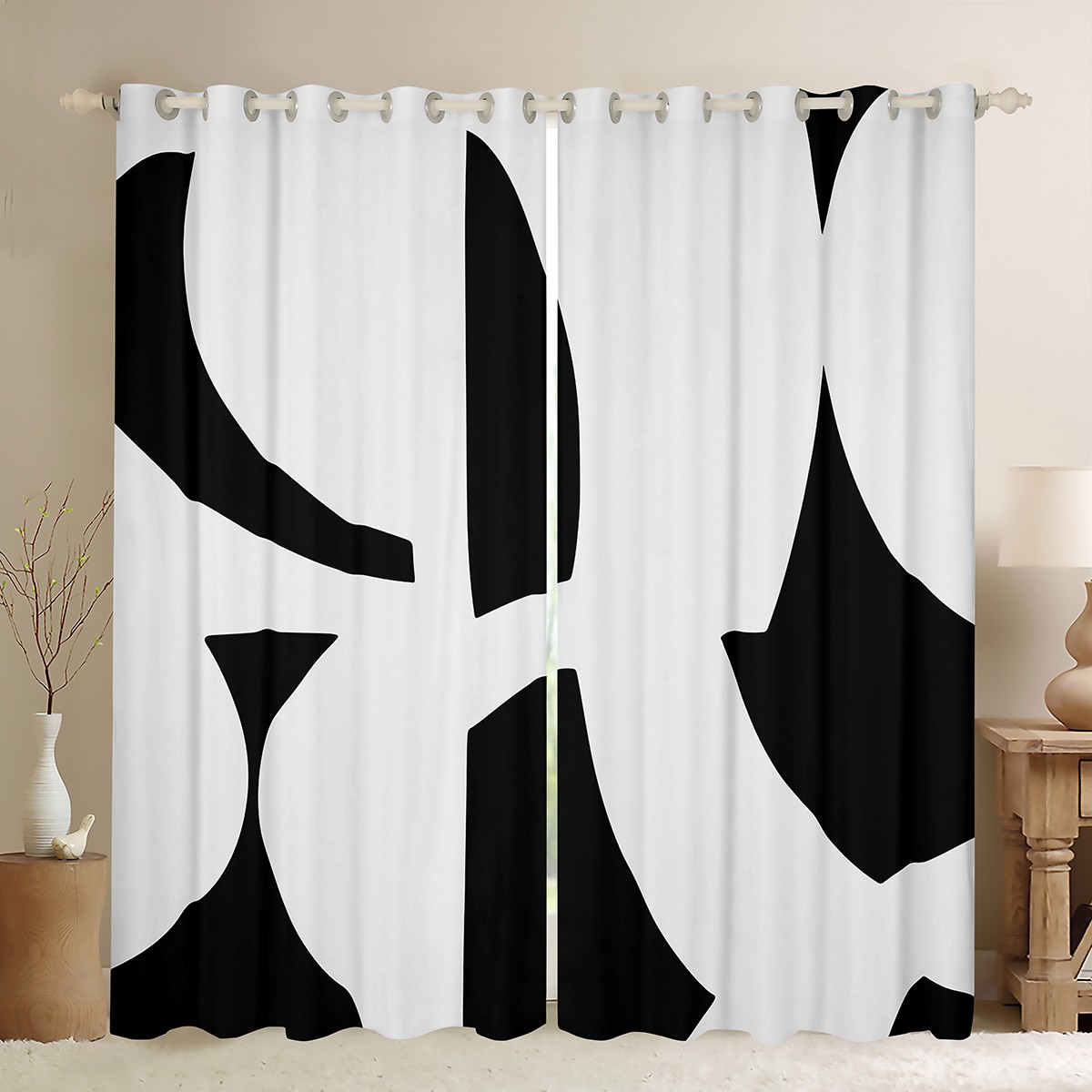 Manfei Minimalist Geometry Curtains and Drapes (42x84),Geometric ...