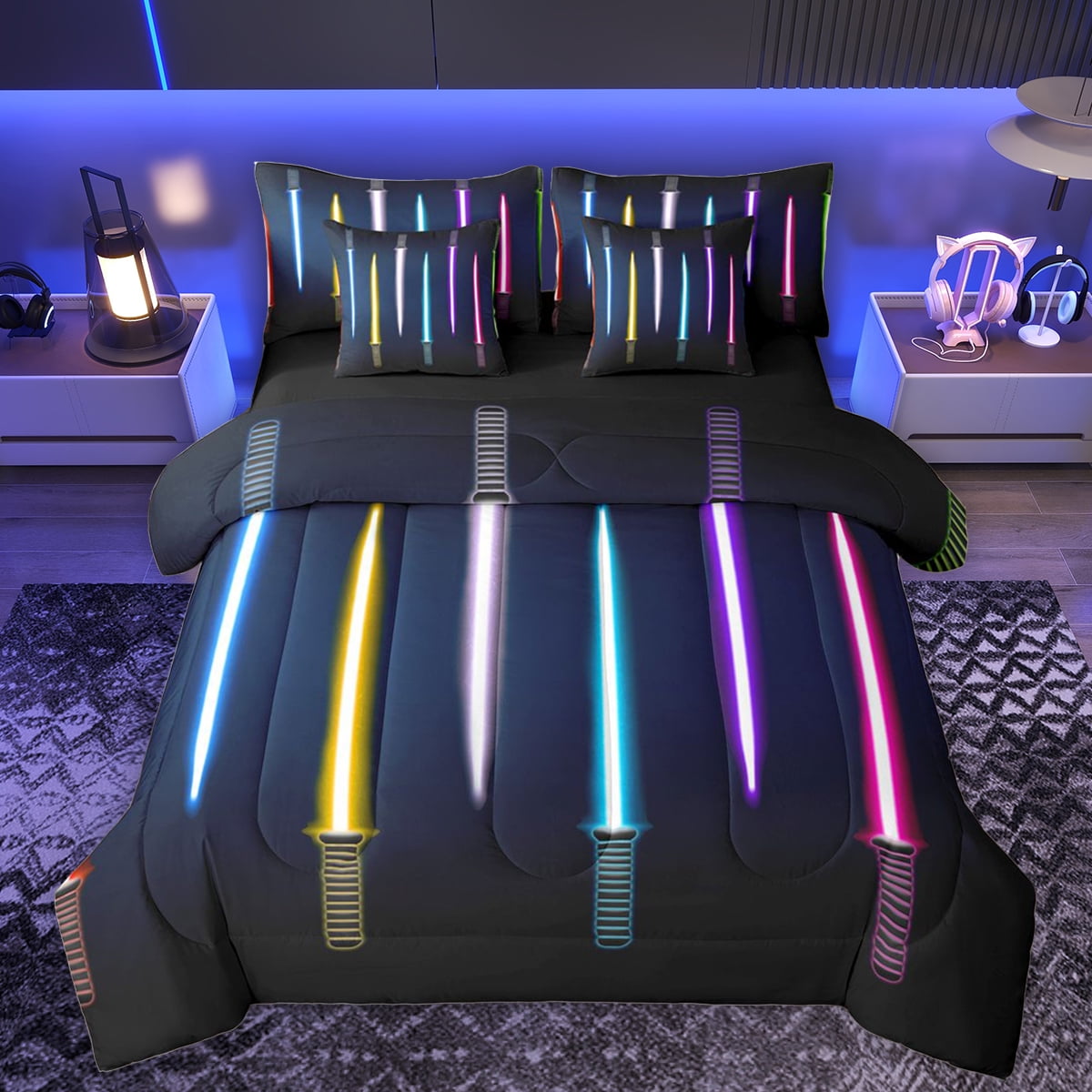 Manfei Modern Cool Lightsaber 7-Piece Twin Bedding Sets,Cartoon Light ...