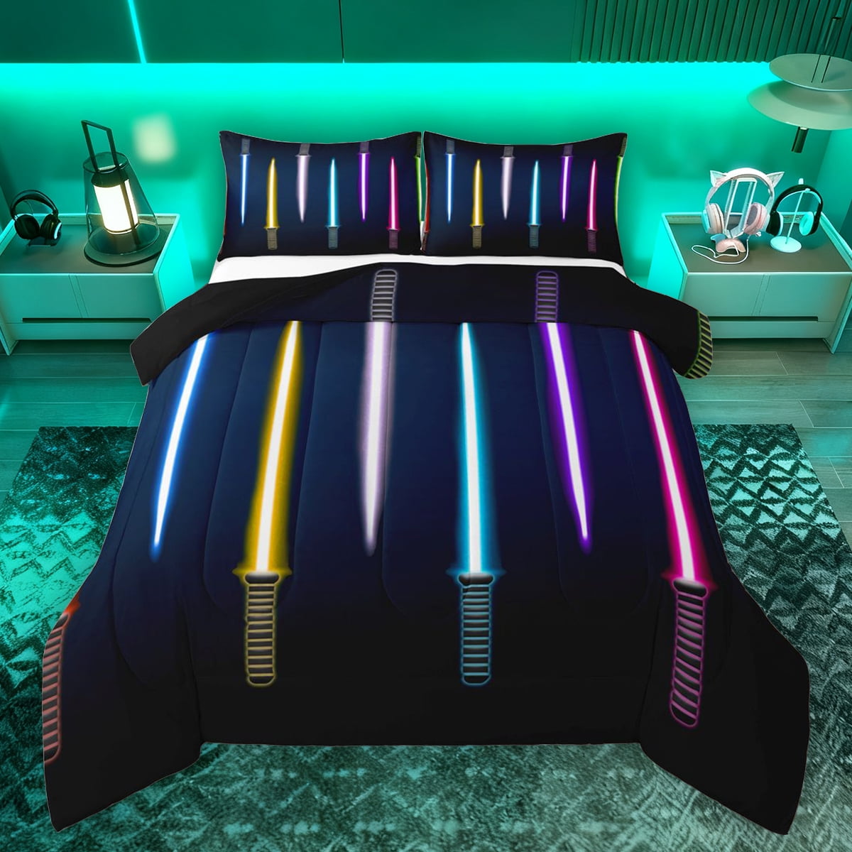 Manfei Modern Cool Lightsaber Bedding Comforter Set,Cartoon Light Sword ...