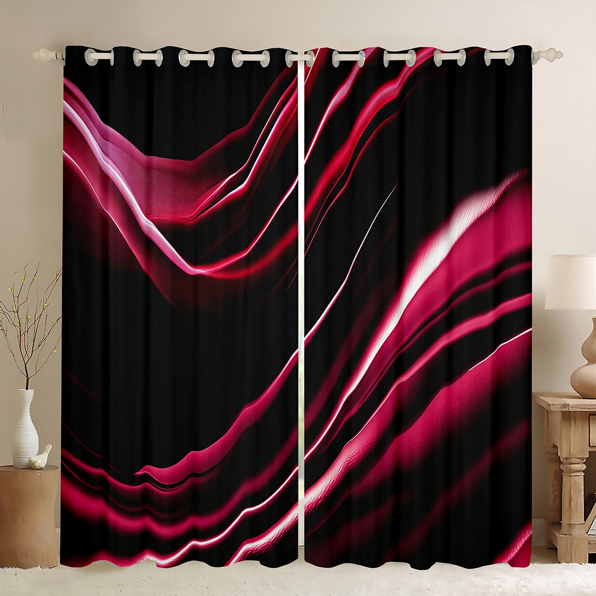 Manfei Modern Geometric Artistic Blackout Curtains Set of 2 (52x84 Each ...