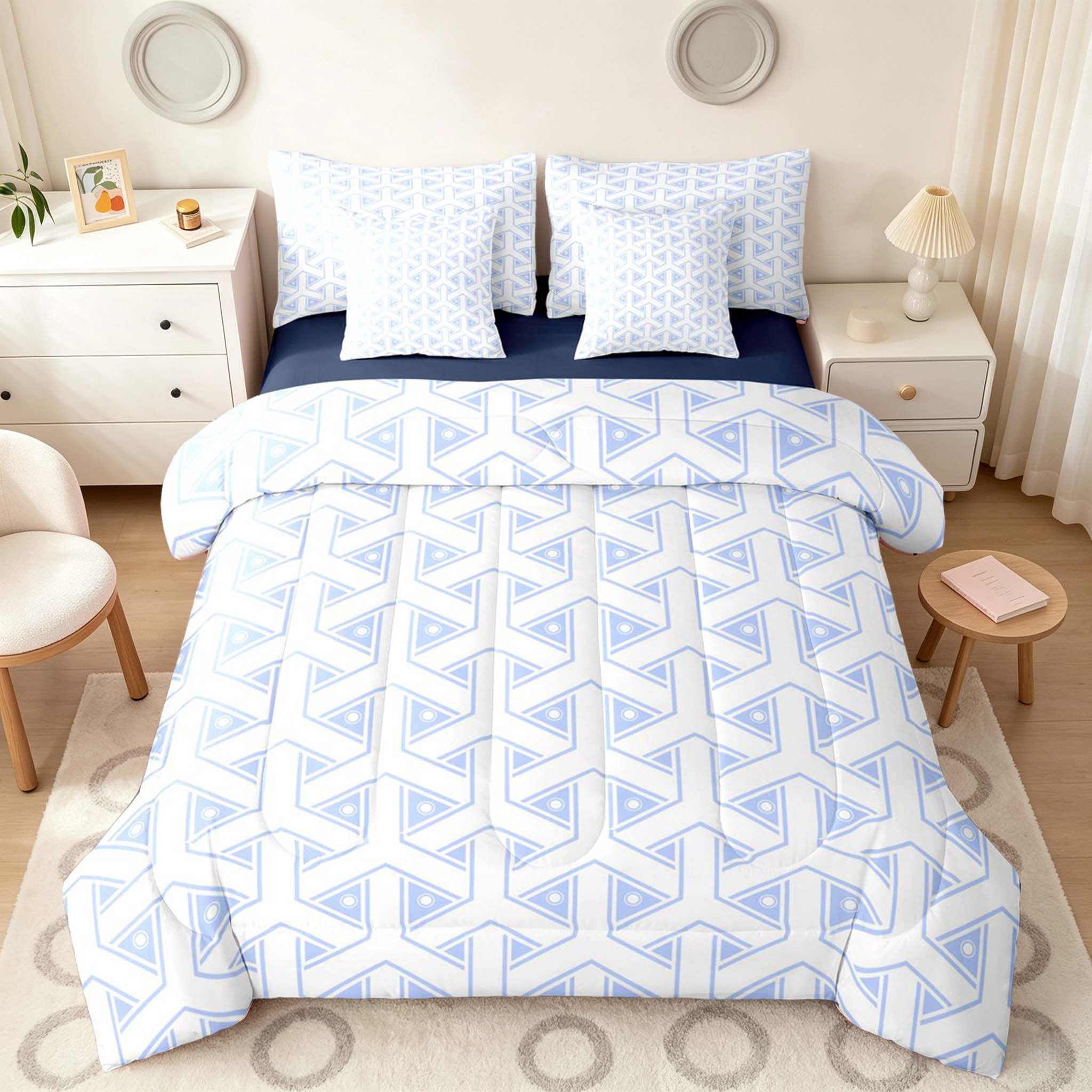 Manfei Modern Geometric Line Full Size Bedding Sets, Triangle Full Size ...