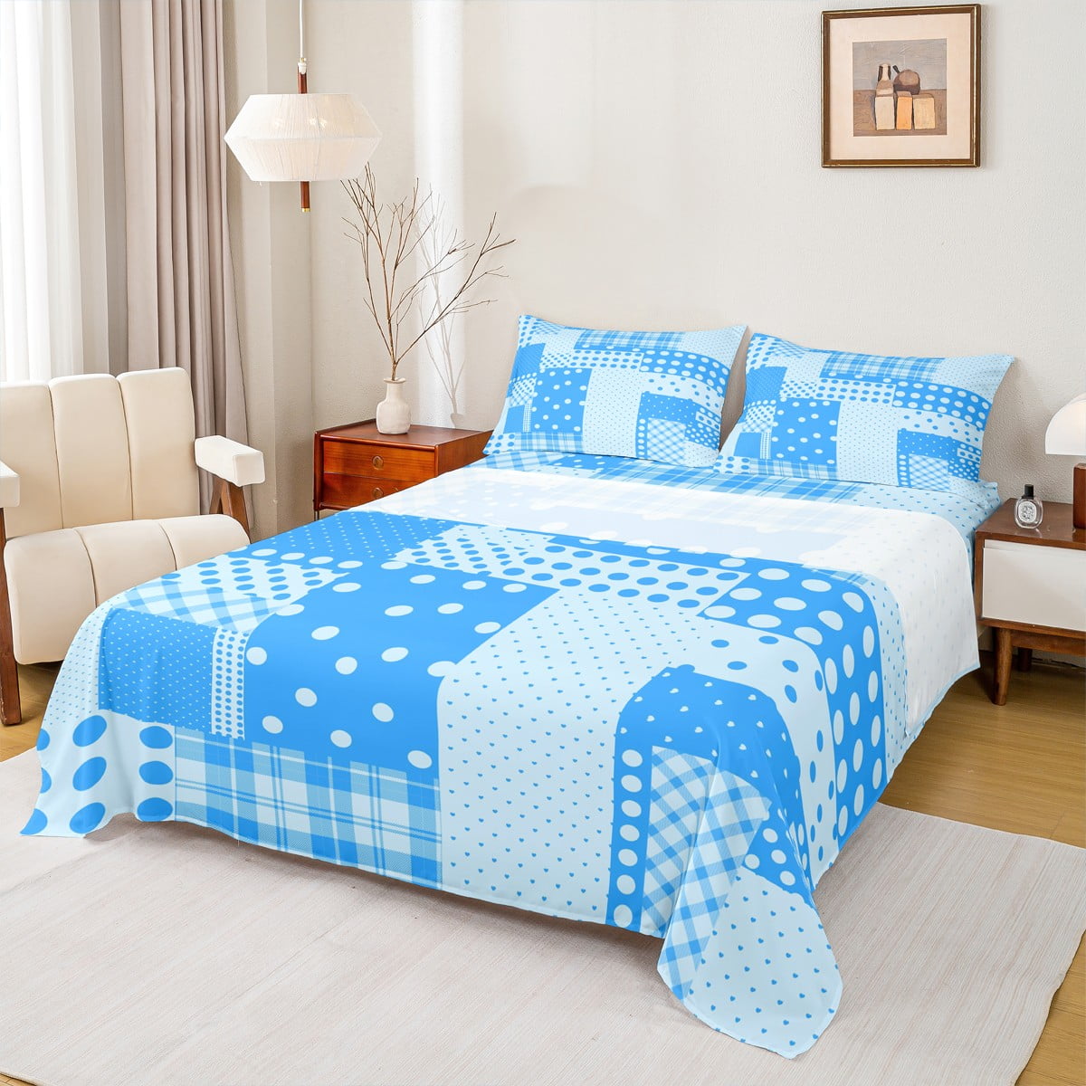 Manfei Modern Geometry Grid Full Size Sheets,Geometric Spot Aesthetic ...