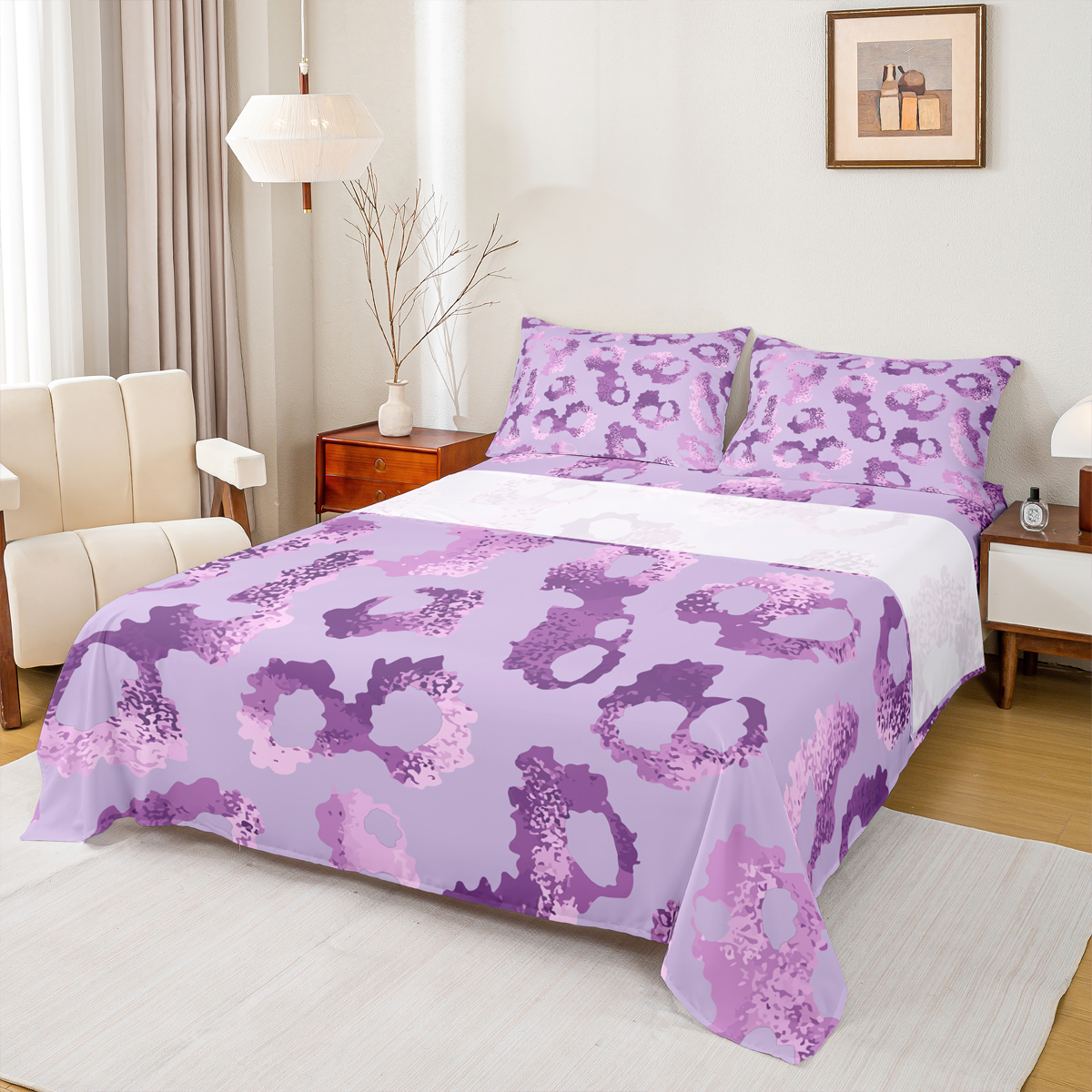 Manfei Modern Leopard Print Full Size Sheets,Jungle Animal Cheetah Bed ...