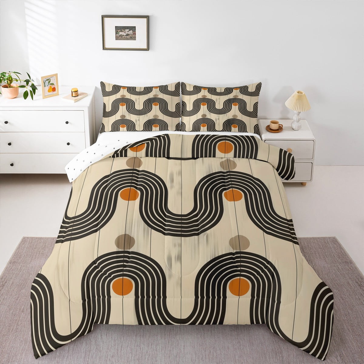 Manfei Modern Minimalism Full Size Comforter Sets for Adult, Mid ...