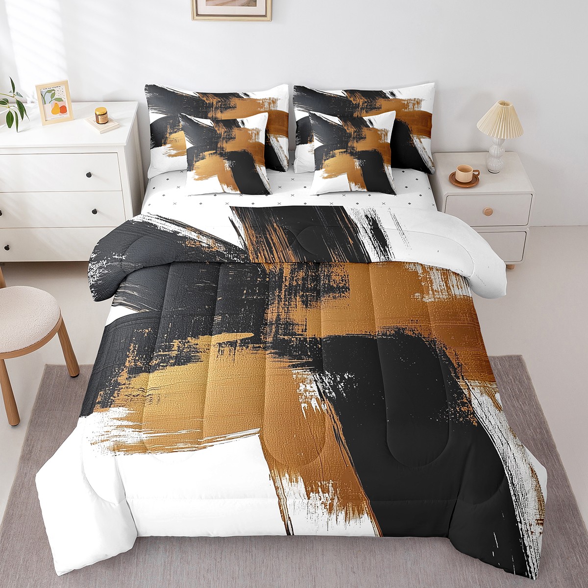Manfei Modern Splash Ink Bed in a Bag Full Size,Minimalsit Aesthetic ...