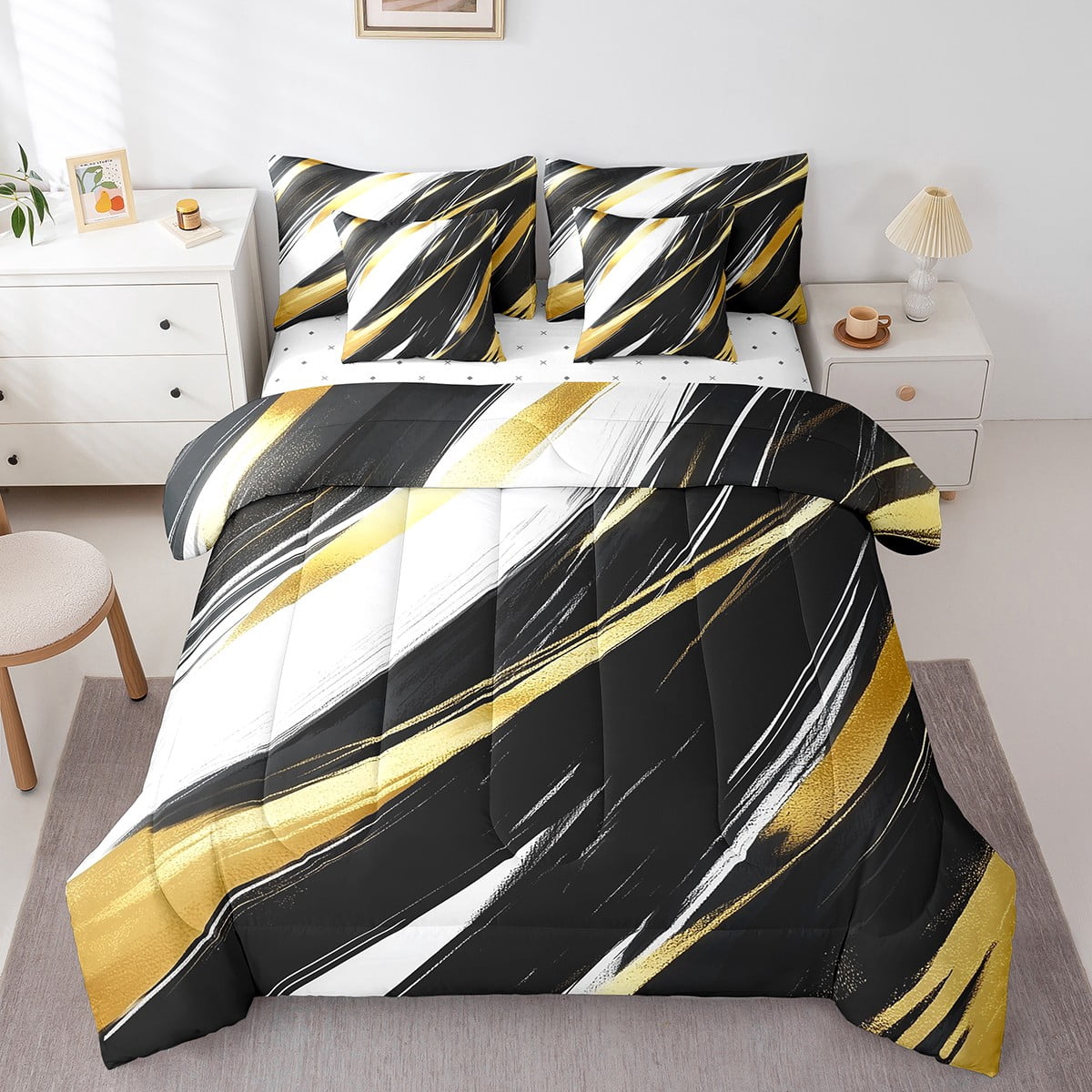 Manfei Modern Splash Ink Bed in a Bag Full Size,Minimalsit Aesthetic ...