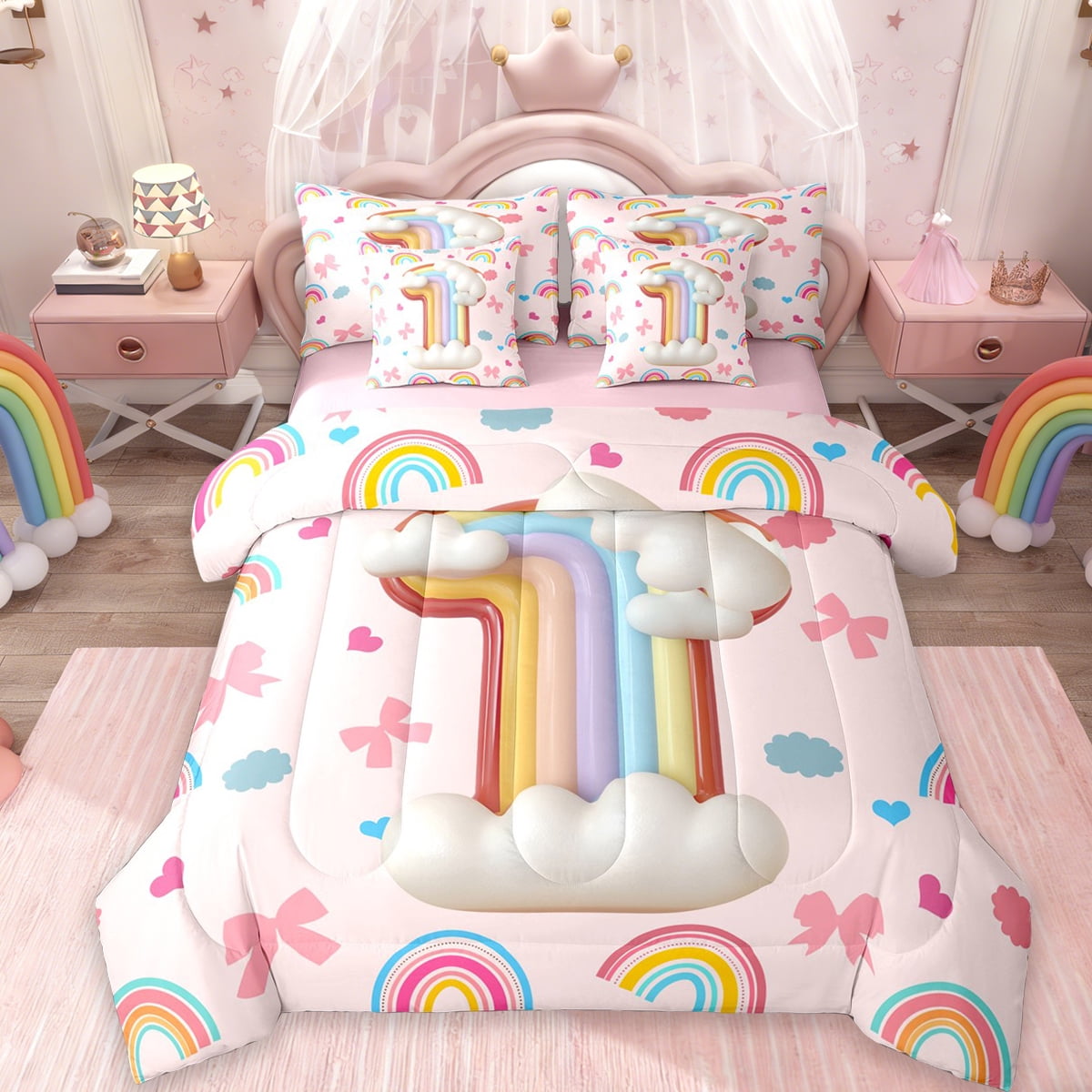 Manfei Monogrammed I Theme 7pcs Bedding Comforter Set,3D Cartoon Clouds ...