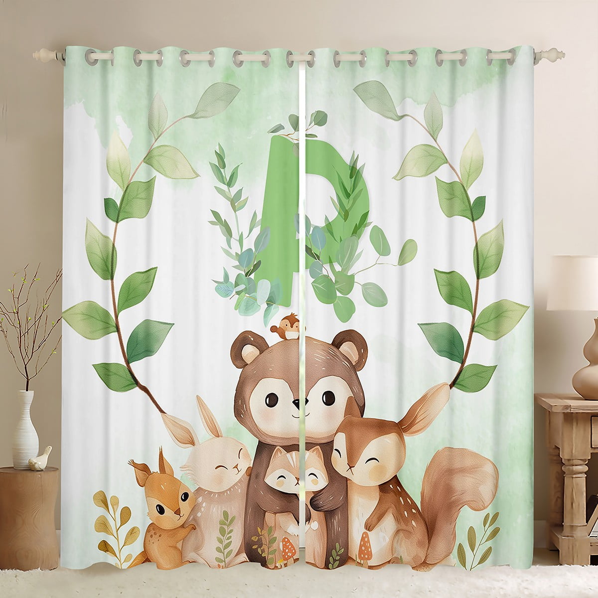 Manfei Monogrammed P Curtains and Drapes (42x63), Cartoon Initial ...