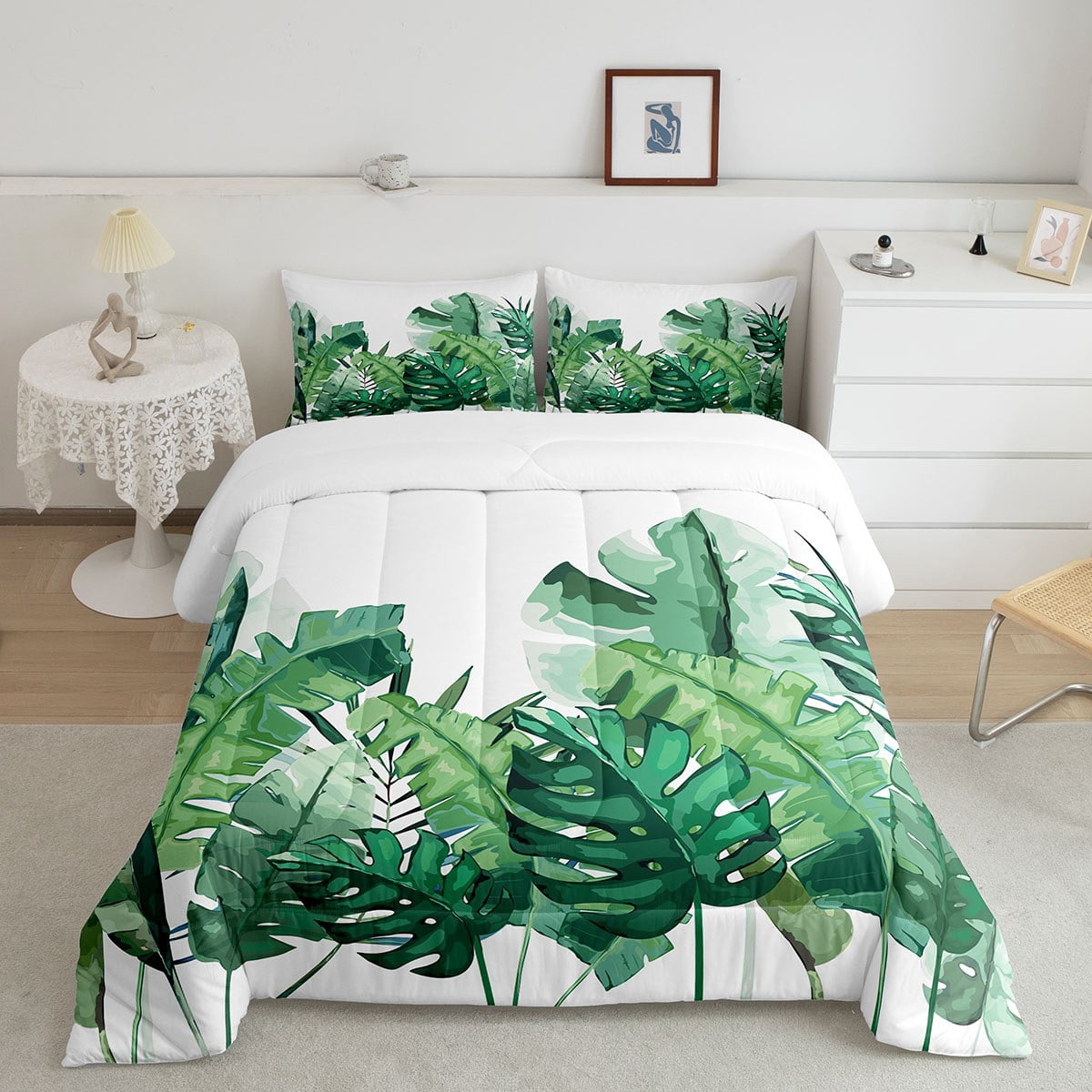 Manfei Monstera Leaves Bedding Toddler Comforter Set,Rainforst Plant ...