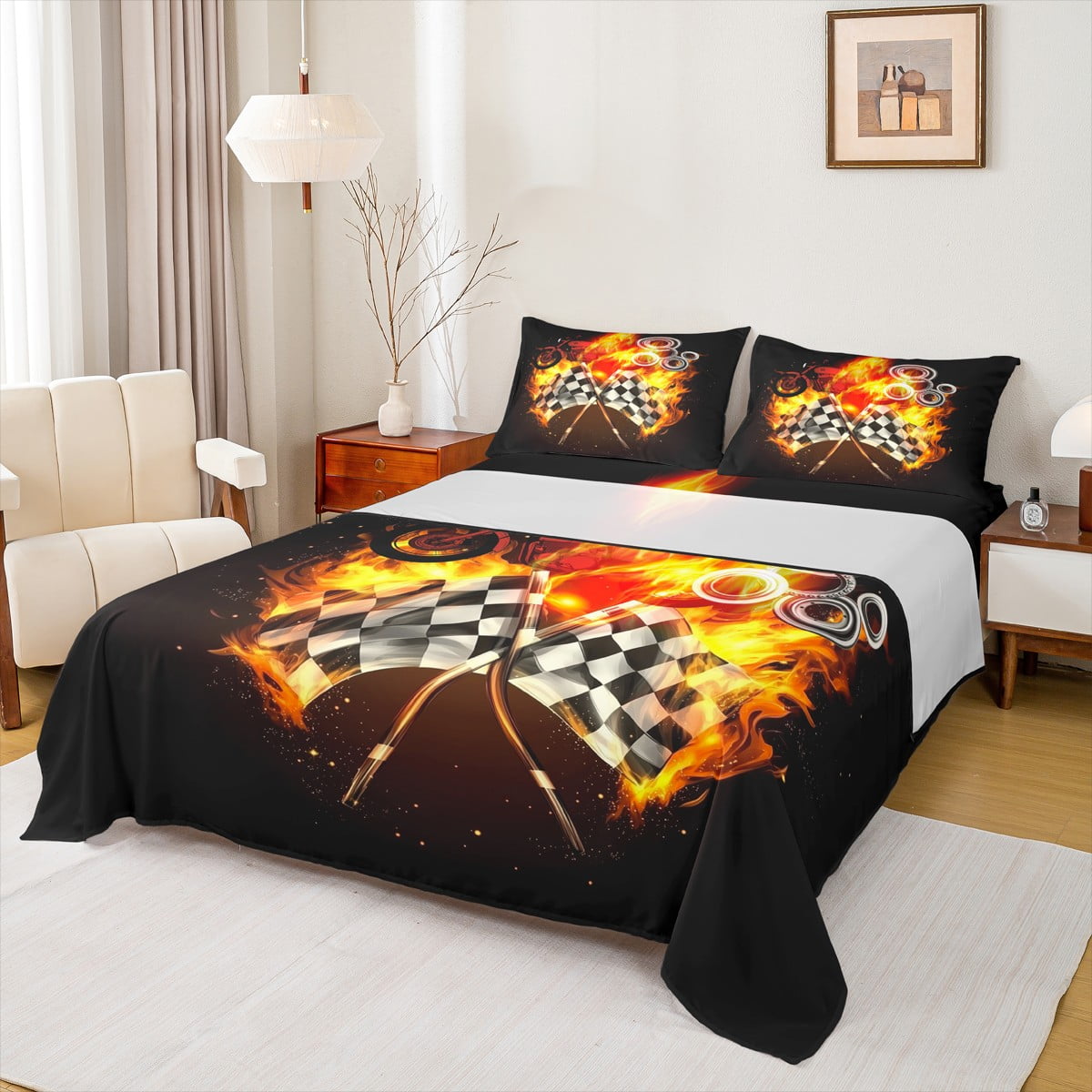 Manfei Motorcycle Lover Bed Sheets Set King Size, Competition Sports ...