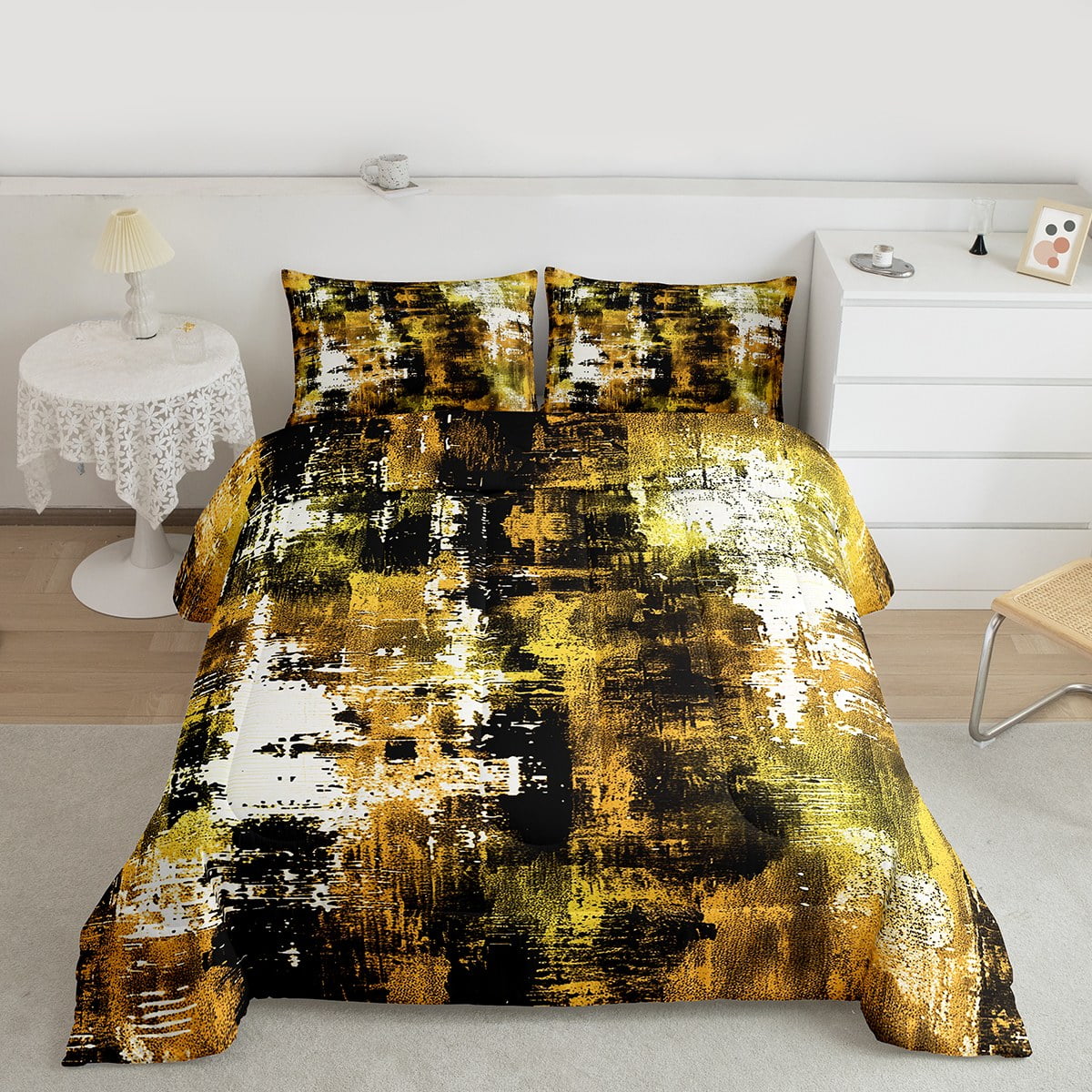 Manfei Mottled Texture Printed Full Size Comforter Sets,Abstract ...
