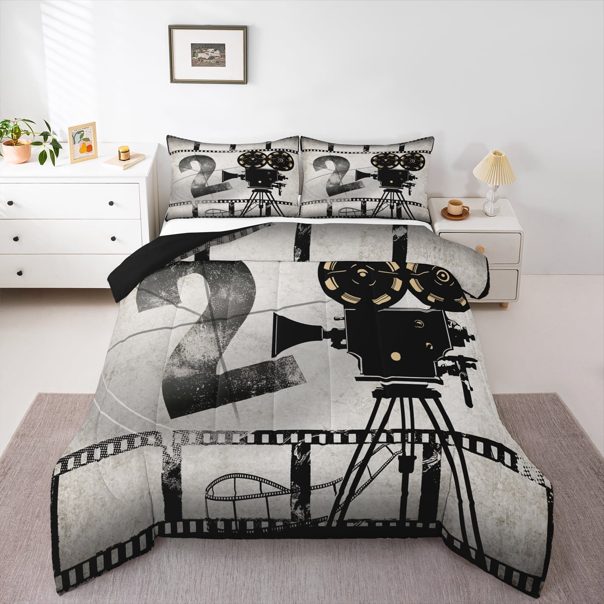 Manfei Movie Theater Theme Full Size Comforter Sets,Cinema Bedding ...