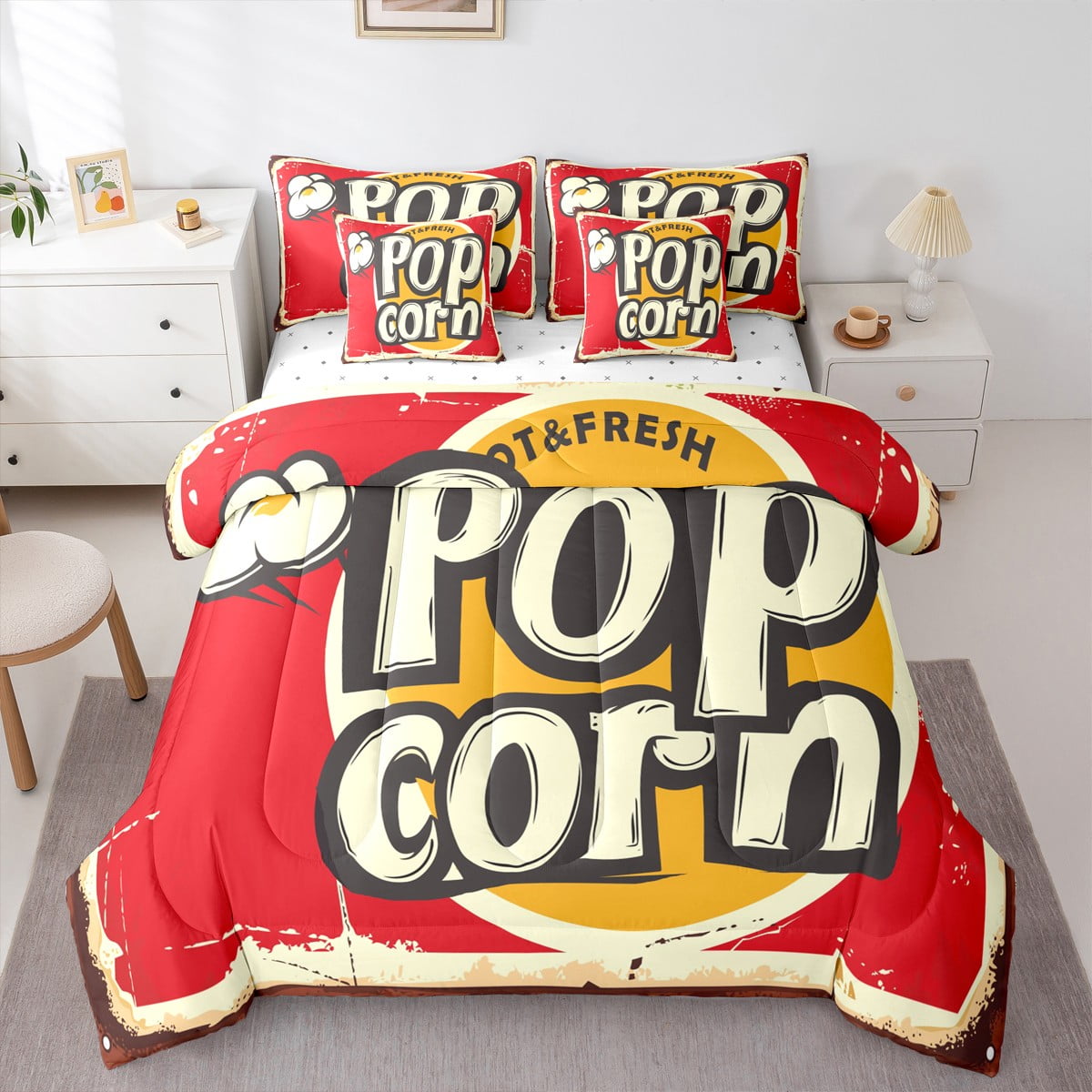 Manfei Movie Time 7 Pieces Bedding Comforter Set,Popcorn Full Bedding ...