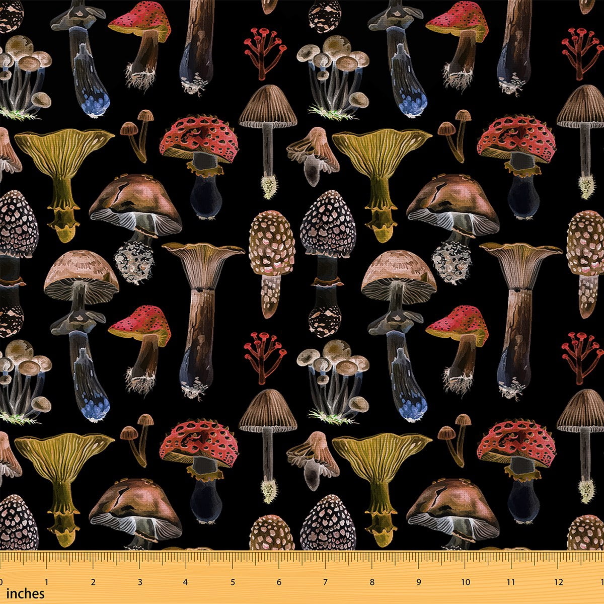 Manfei Multicolor Mushroom Fabric by the Yard (5 Yards), Botanical ...