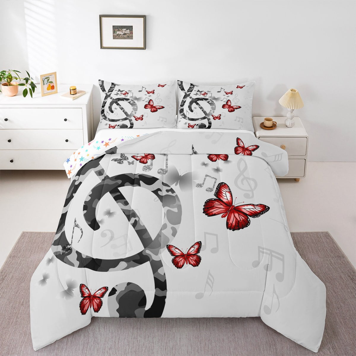 Manfei Music Note Bedding Sets Full with Comforter,Red Instec Butterfly ...