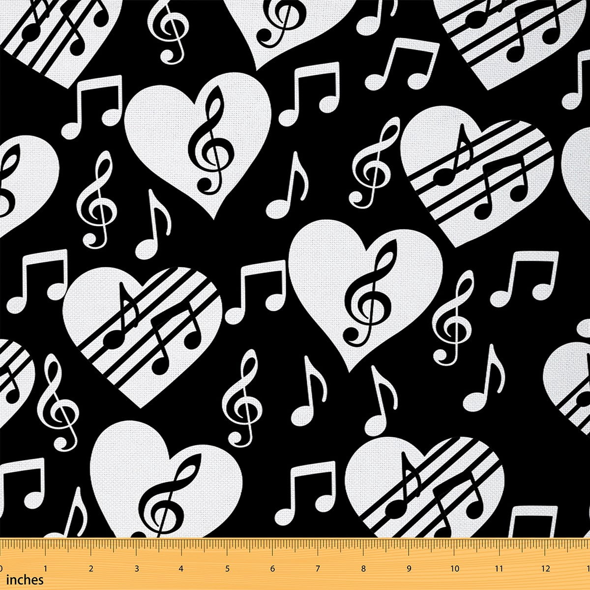Manfei Music Notes Fabric by the Yard (5 Yards), Black and White ...