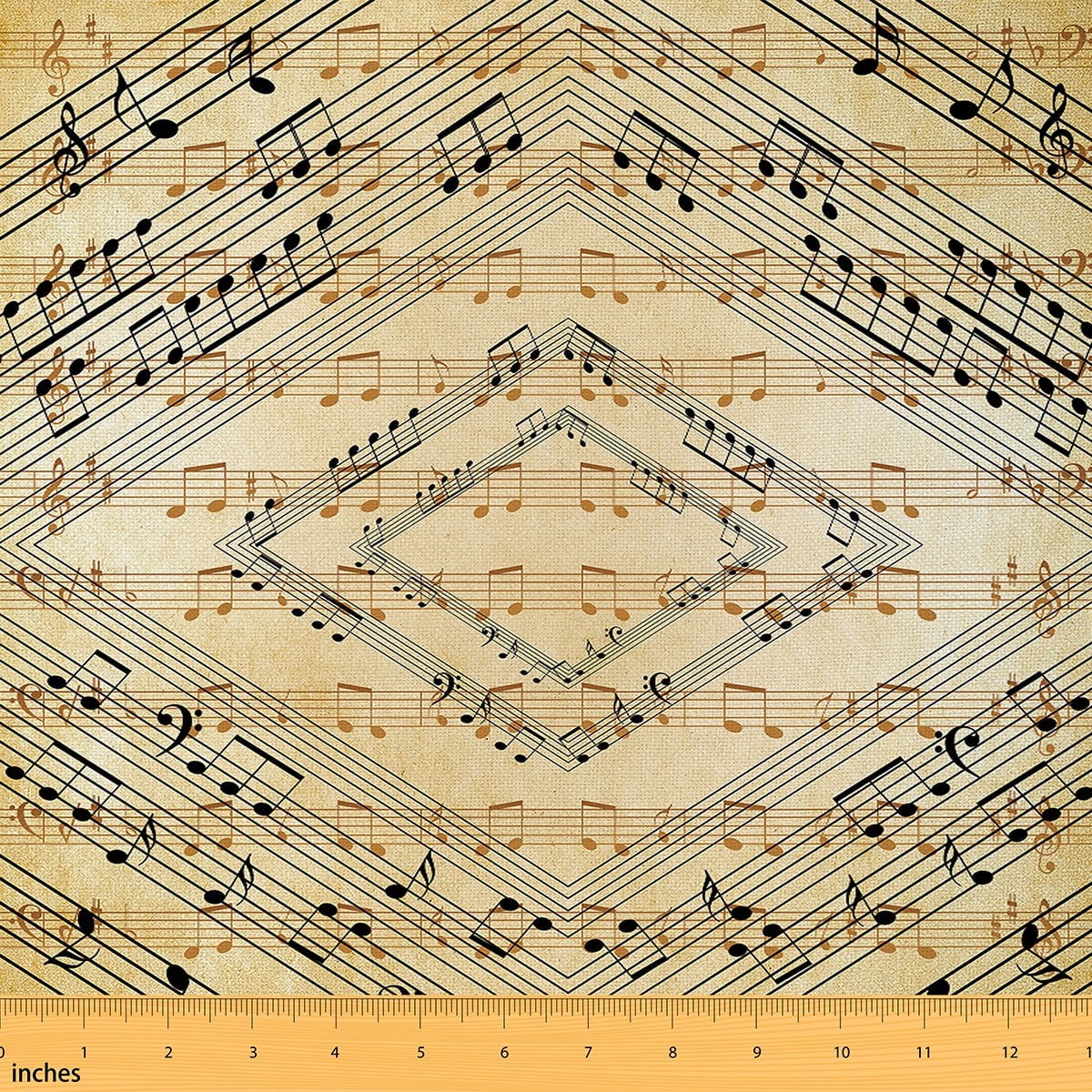 Manfei Music Theme Sewing & Crafting Fabric (3 Yards), Vintage Melody ...