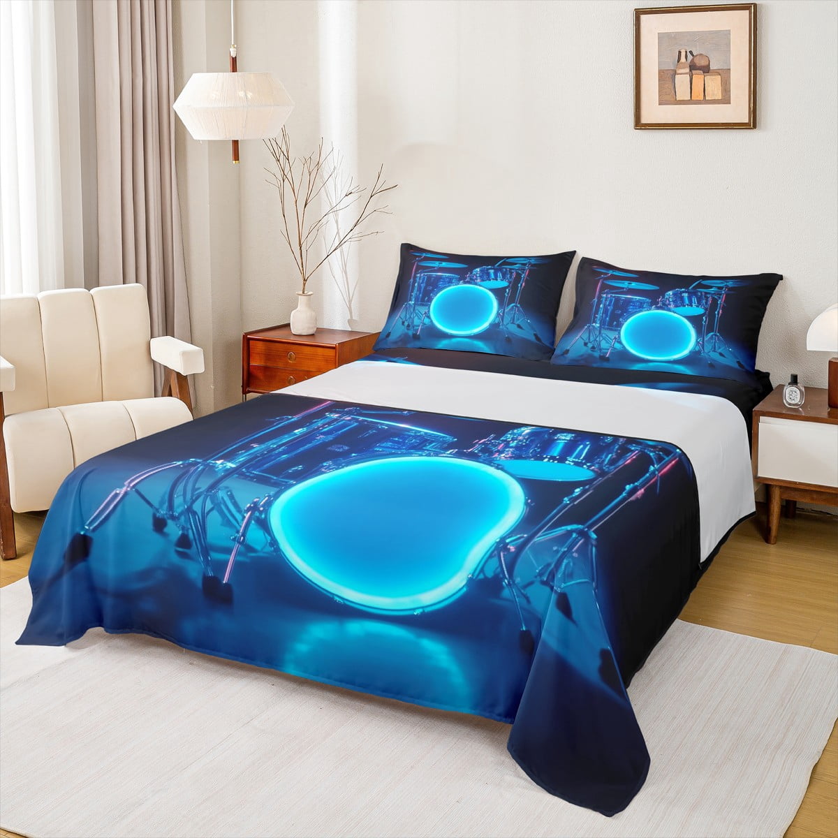 Manfei Musical Drum Kit Twin Sheet Sets,Rock Music Twin Fitted Sheet ...