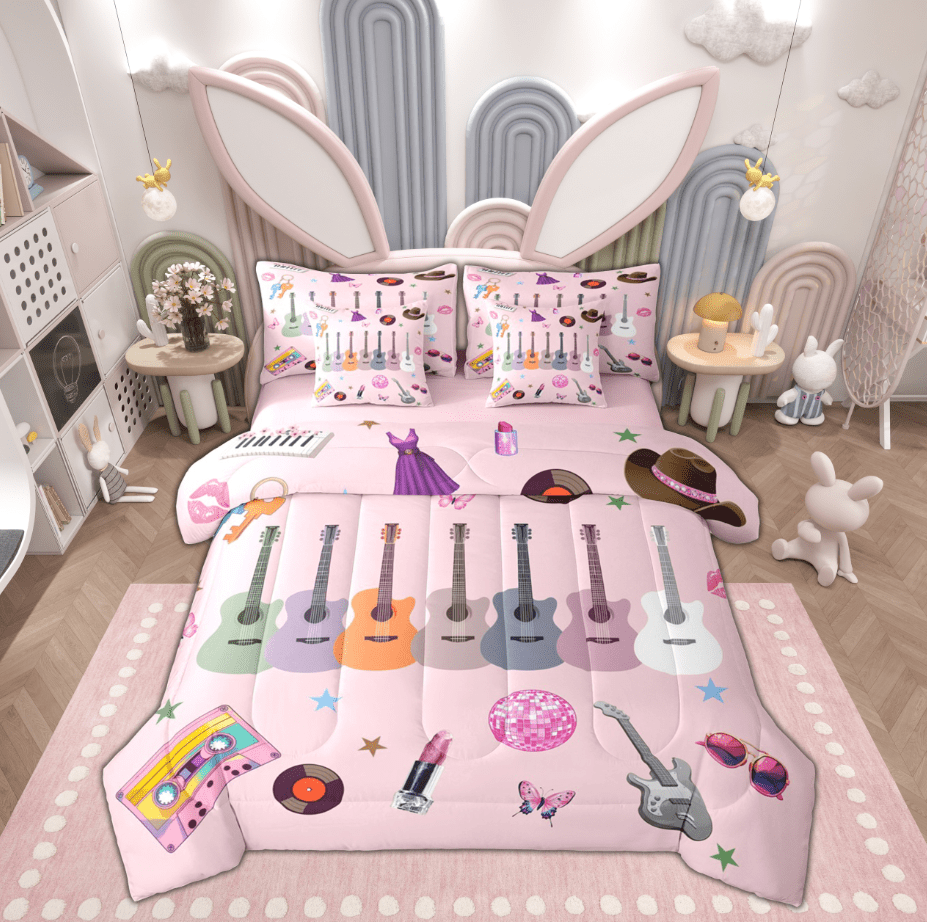 Manfei Musical Instruments Guitar Bedding Comforter Set 7pcs for Teen ...