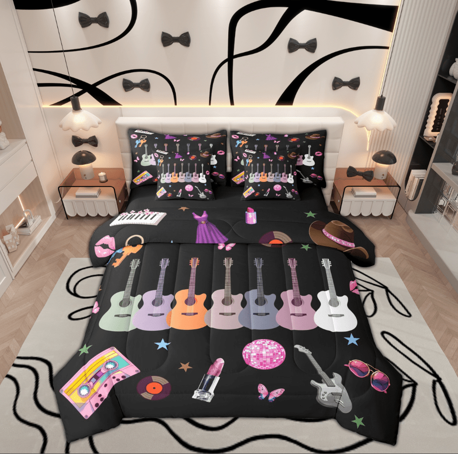 Manfei Musical Instruments Guitar Bedding Comforter Set 7pcs for Teen ...
