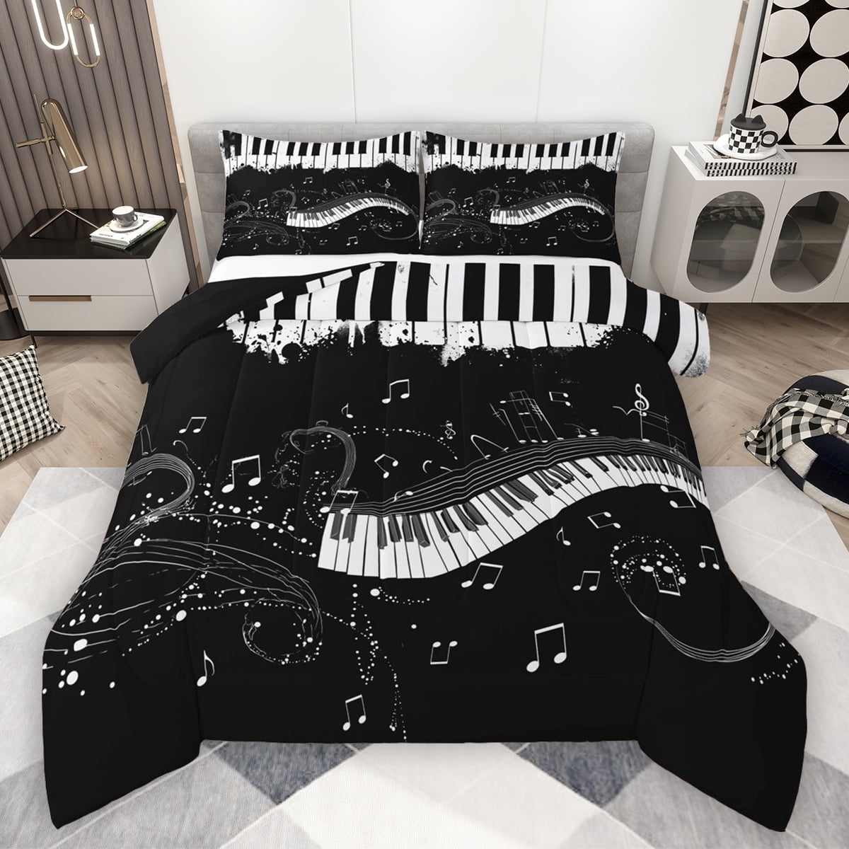 Manfei Musical Piano Bedding Comforter Set,Music Theme Twin Comforter ...