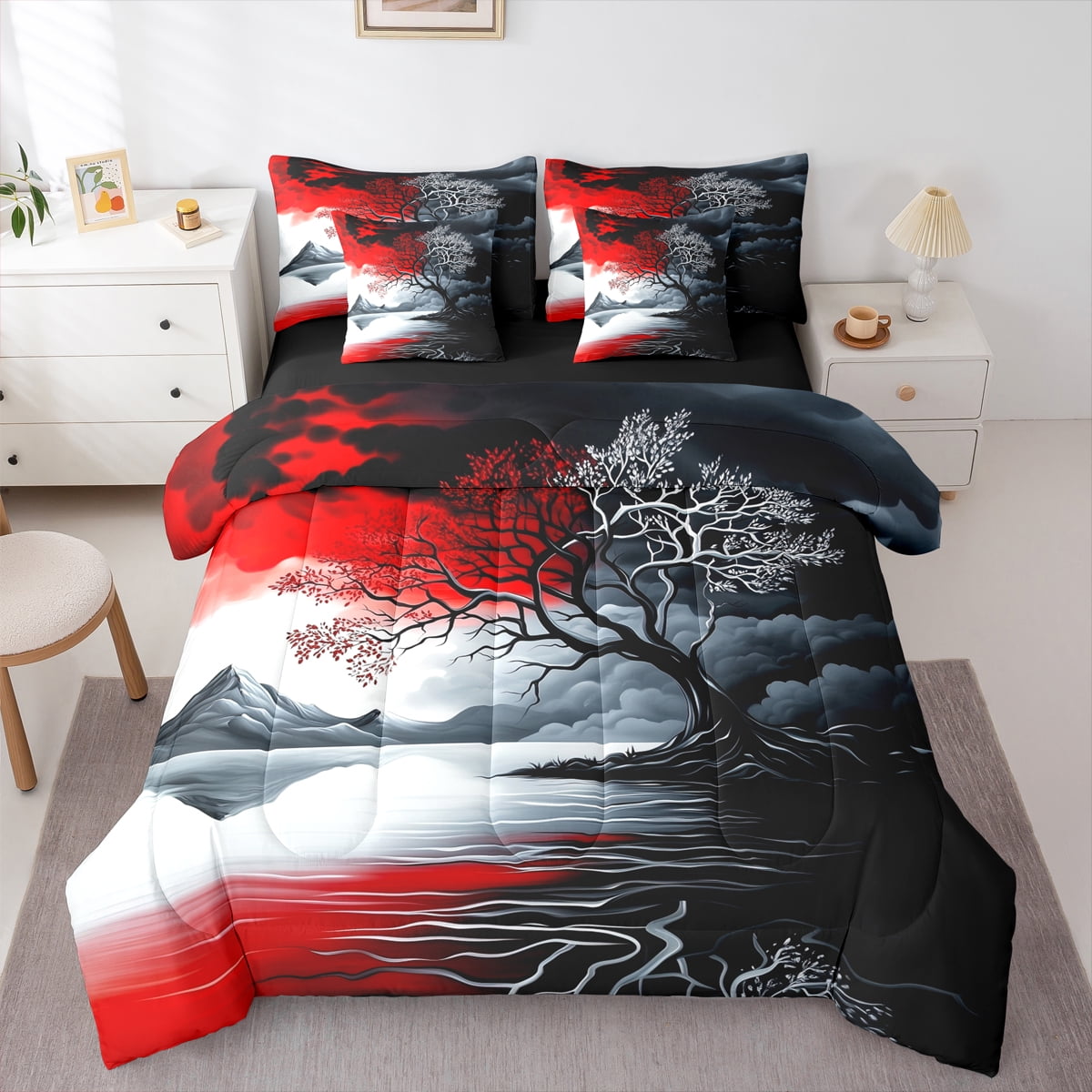 Manfei Natural Mountains 7-Piece Twin Bedding Sets,Tree Of Life Bedding ...