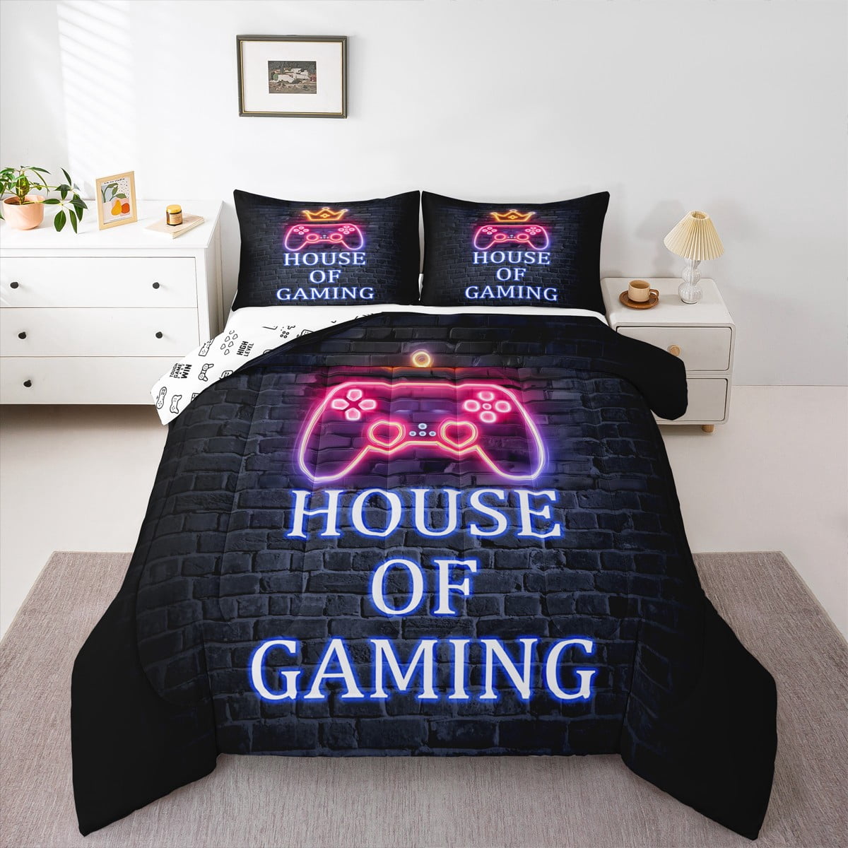 Manfei Neon Gamepad Bedding Comforter Set,House Of Gaming Twin ...