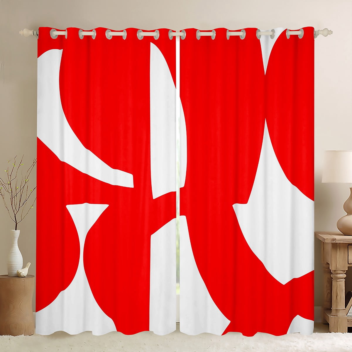 Manfei Neon Geometric Curtains and Drapes (42x84),Modern Abstract Art ...