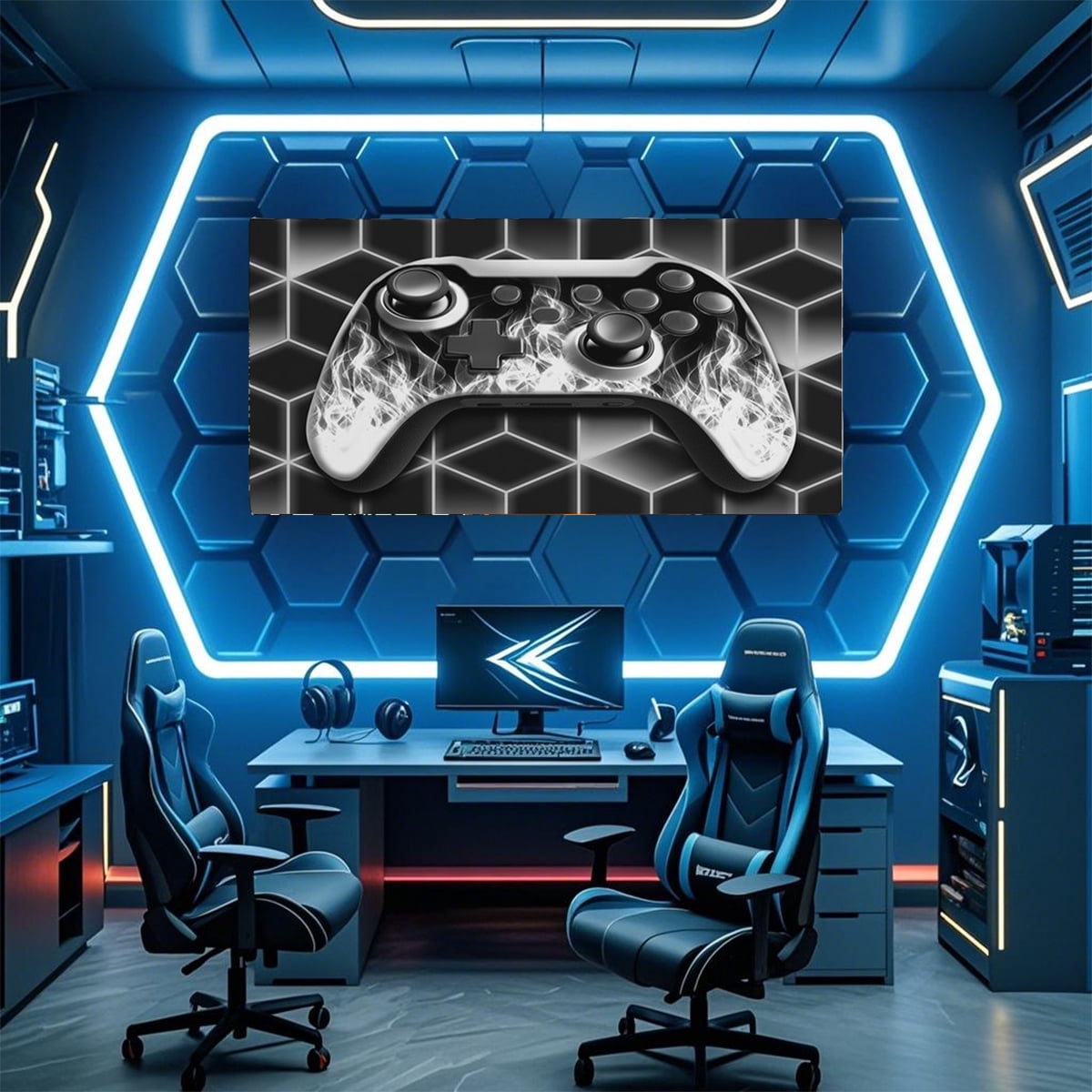 Manfei Neon Gray Gamepad Paintings Wall Decor, Video Game Wall Hanging ...