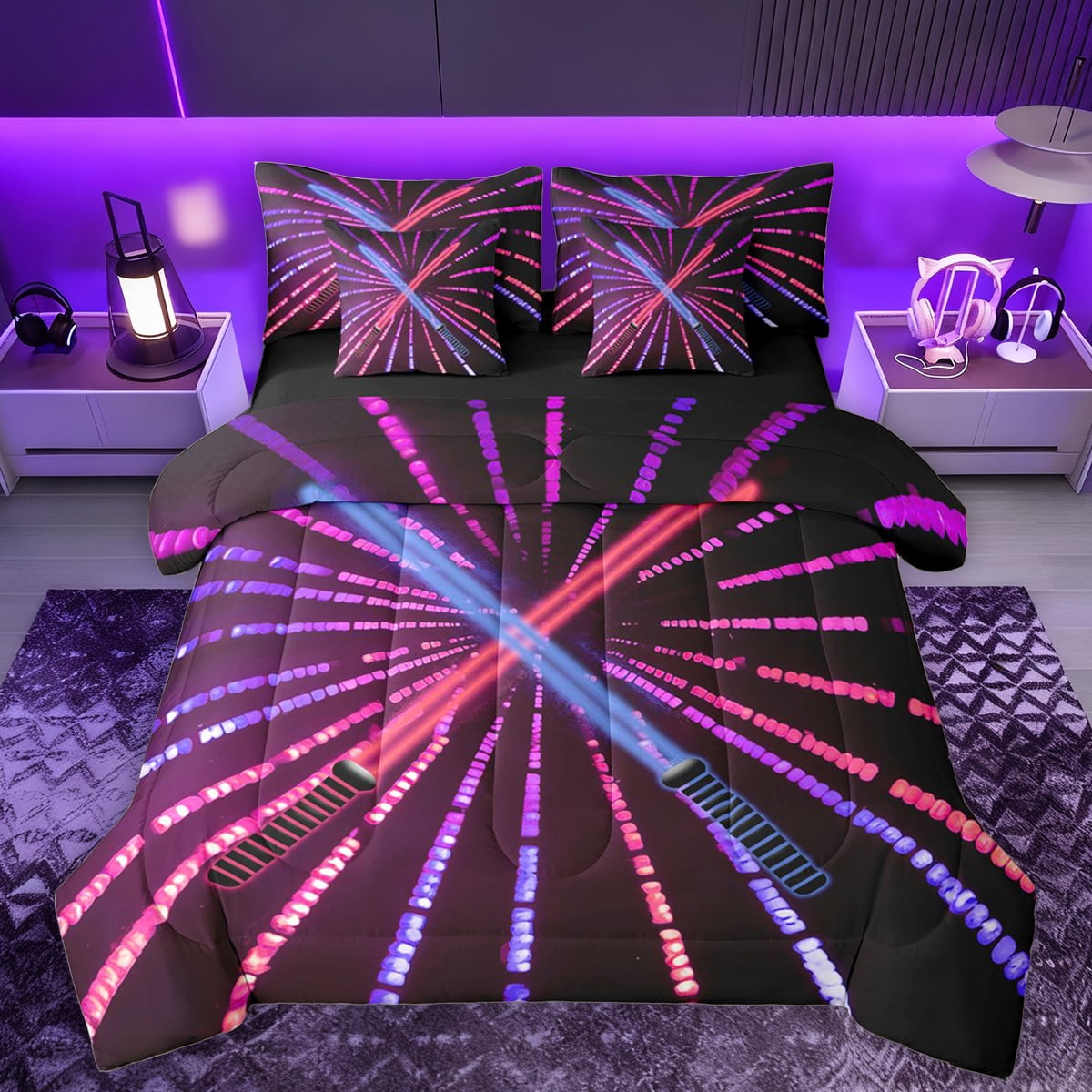 Manfei Neon Light Sword 7-Piece Bedding Comforter Set,Cartoon ...