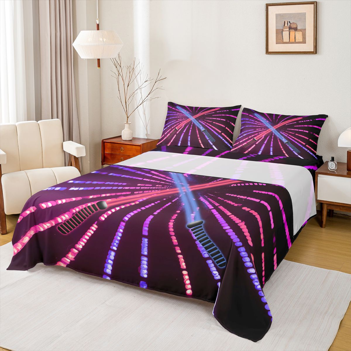 Manfei Neon Light Sword Full Size Sheets,Cartoon Gradient Light Bed ...