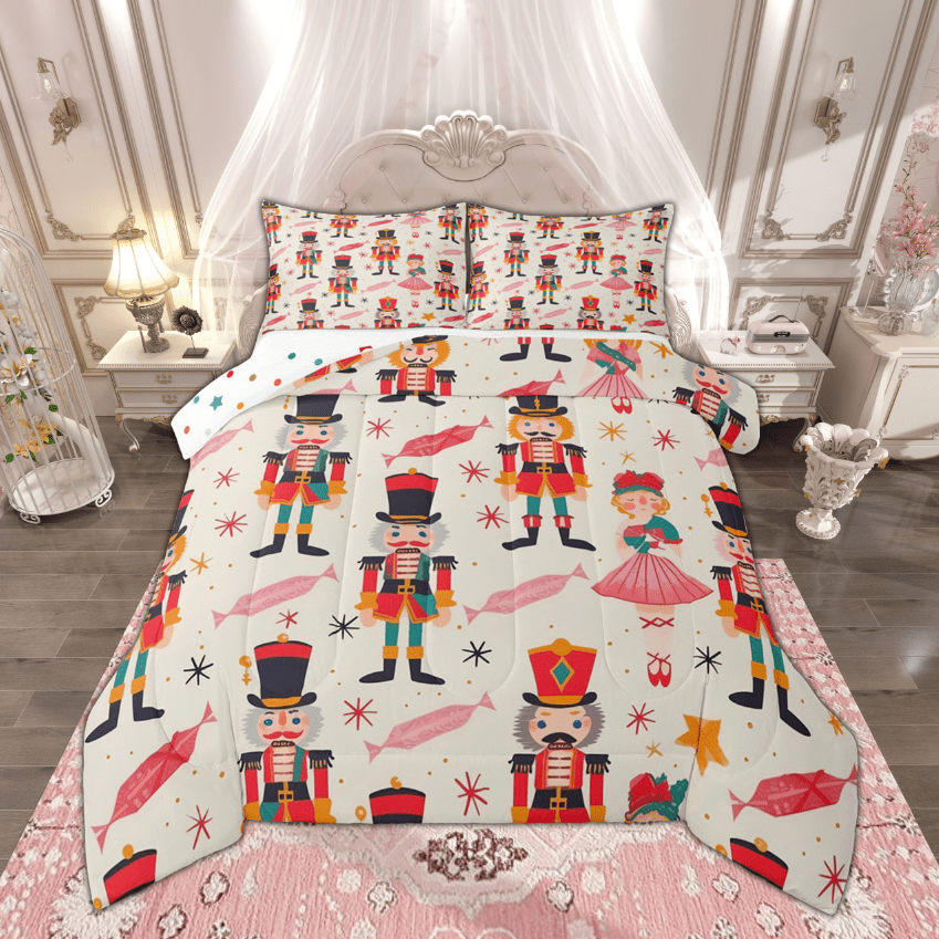 Manfei Nutcracker Full Size Comforter Sets for Kids Girls, Merry Xmas ...