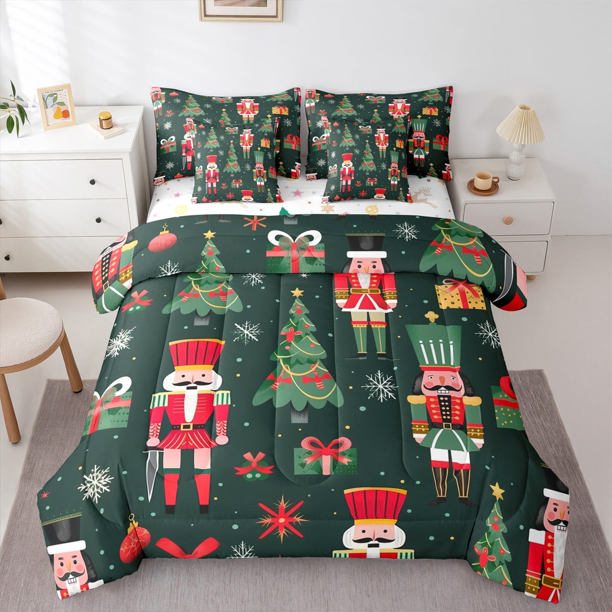 Manfei Nutcracker Royal Guarder Bedding Comforter Set 7 Pieces, Merry ...