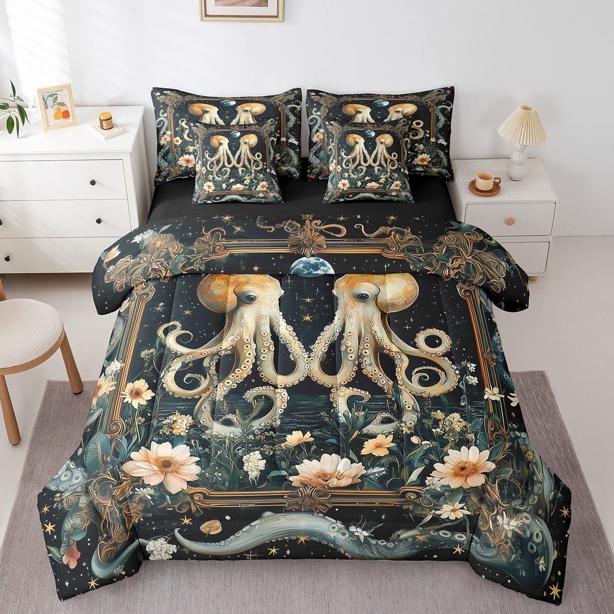Manfei Ocean Octopus 7-Piece Twin Bedding Sets,Galaxy Planets Bedding ...