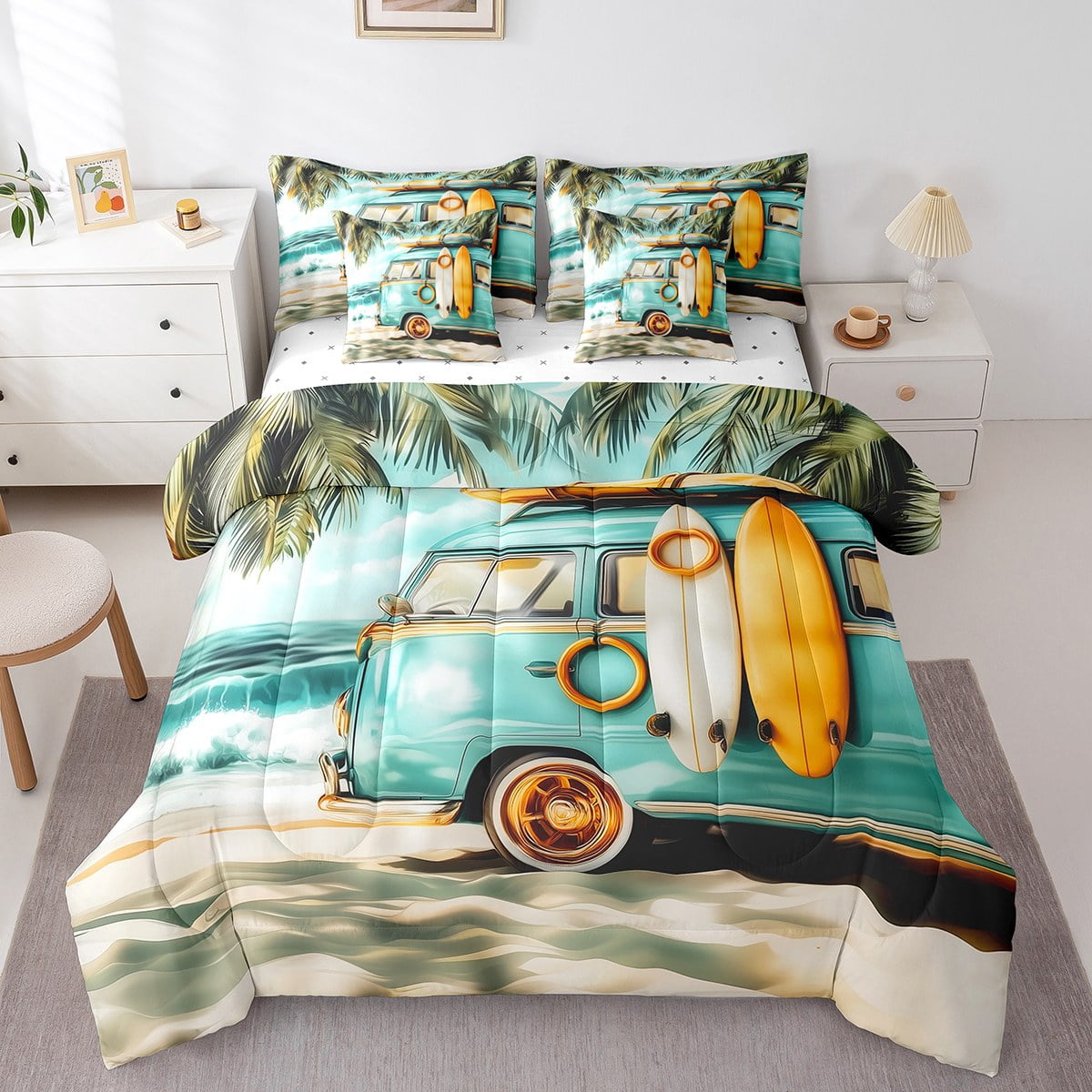 Manfei Ocean Surfing 7-Piece Bedding Comforter Set,Sea Beach King ...