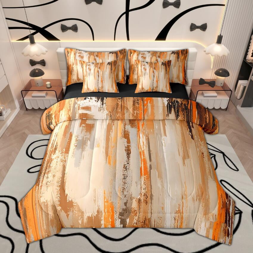 Manfei Oil Painting Ombre Bedding Comforter Set 7-Piece, Aesthetic ...