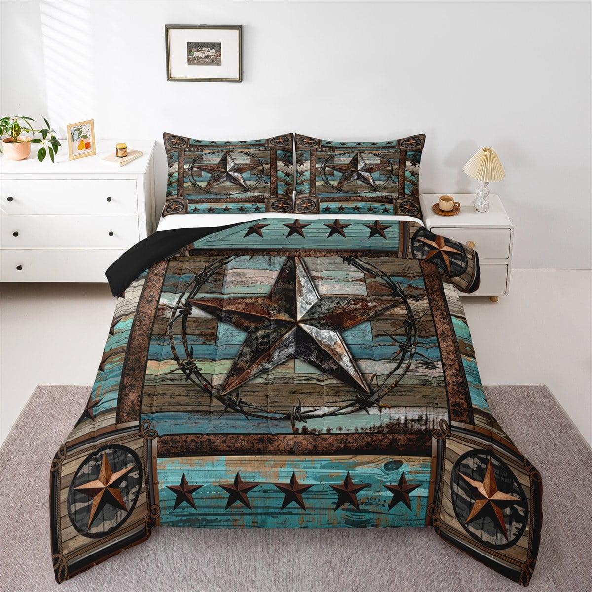 Manfei Old Barn Doon Comforter Sets King Size, Texas Stars Comforters ...