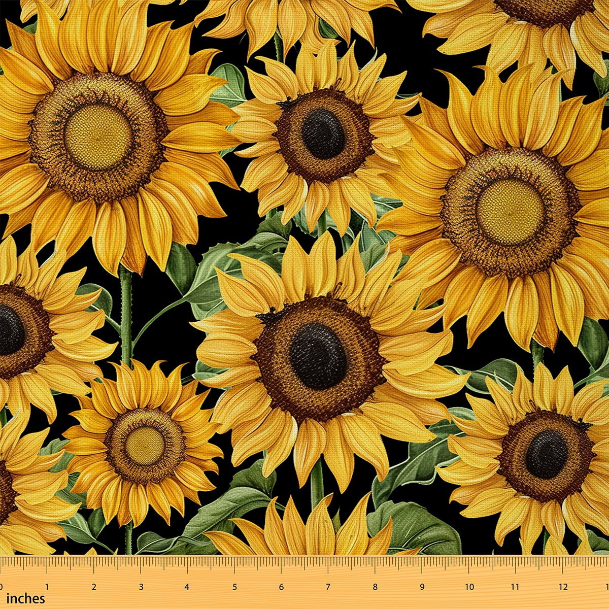 Manfei Orange Sunflower Fabric by the Yard (1 Yard), Botanical Theme ...