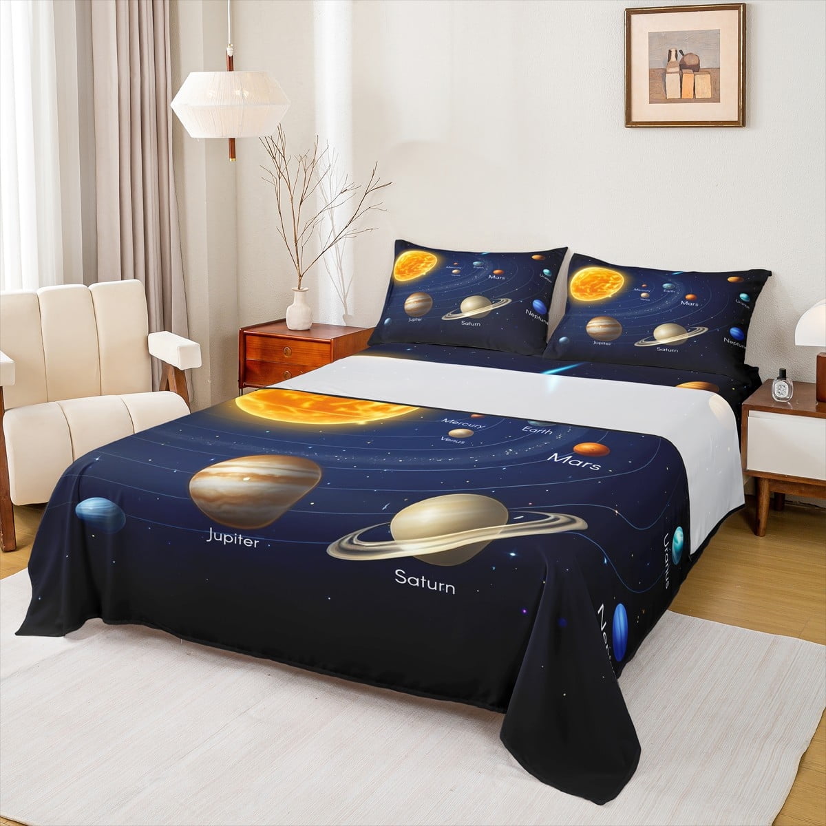 Feelyou Outer Space Full Size Sheets, Psychedelic Saturn Planet Bed ...