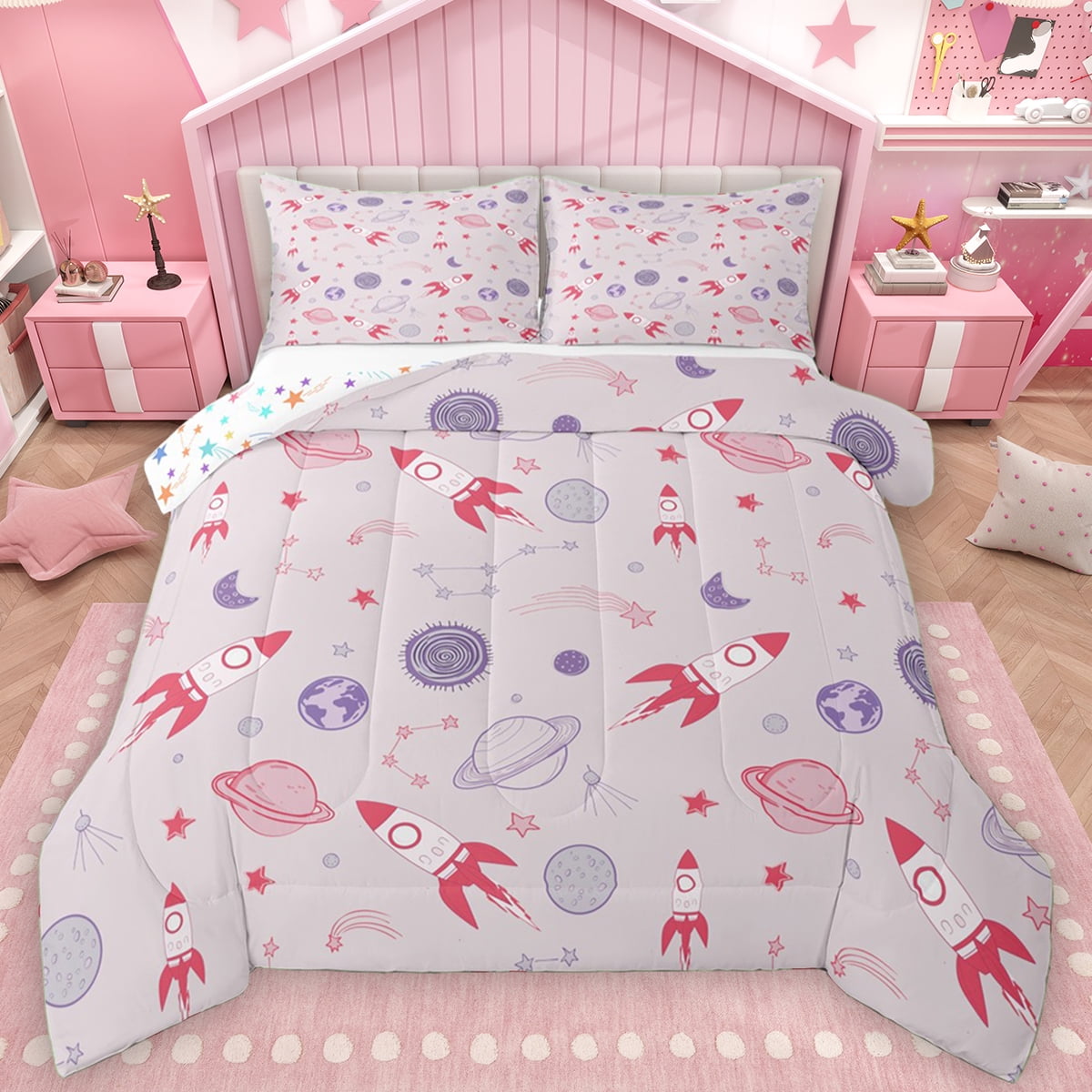 Manfei Outer Space Kids Full Size Comforter Sets, Cartoon Mystic ...