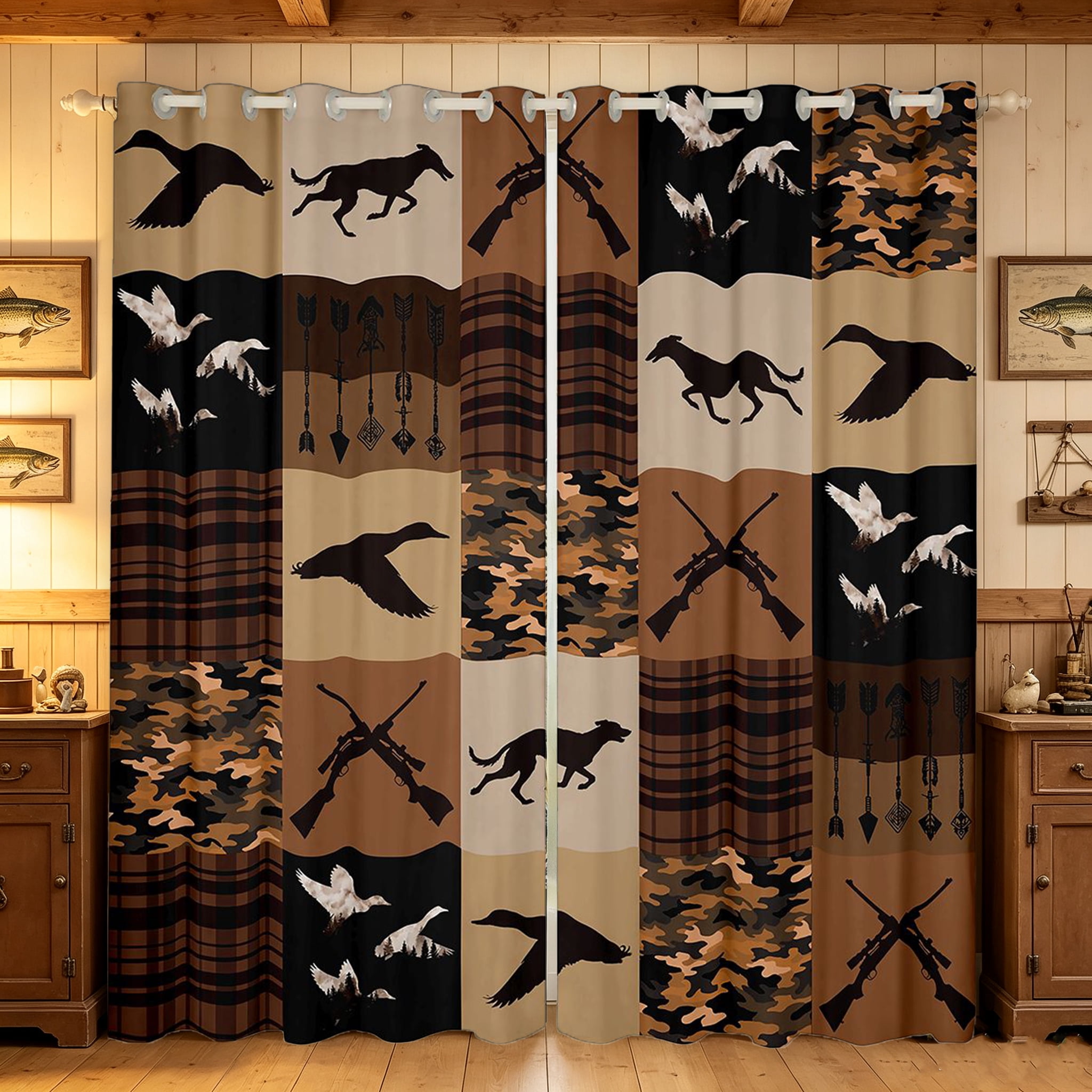 Manfei Patchwork Duck Camo Blackout Curtains Set of 2 (38x54 Each), Mid ...