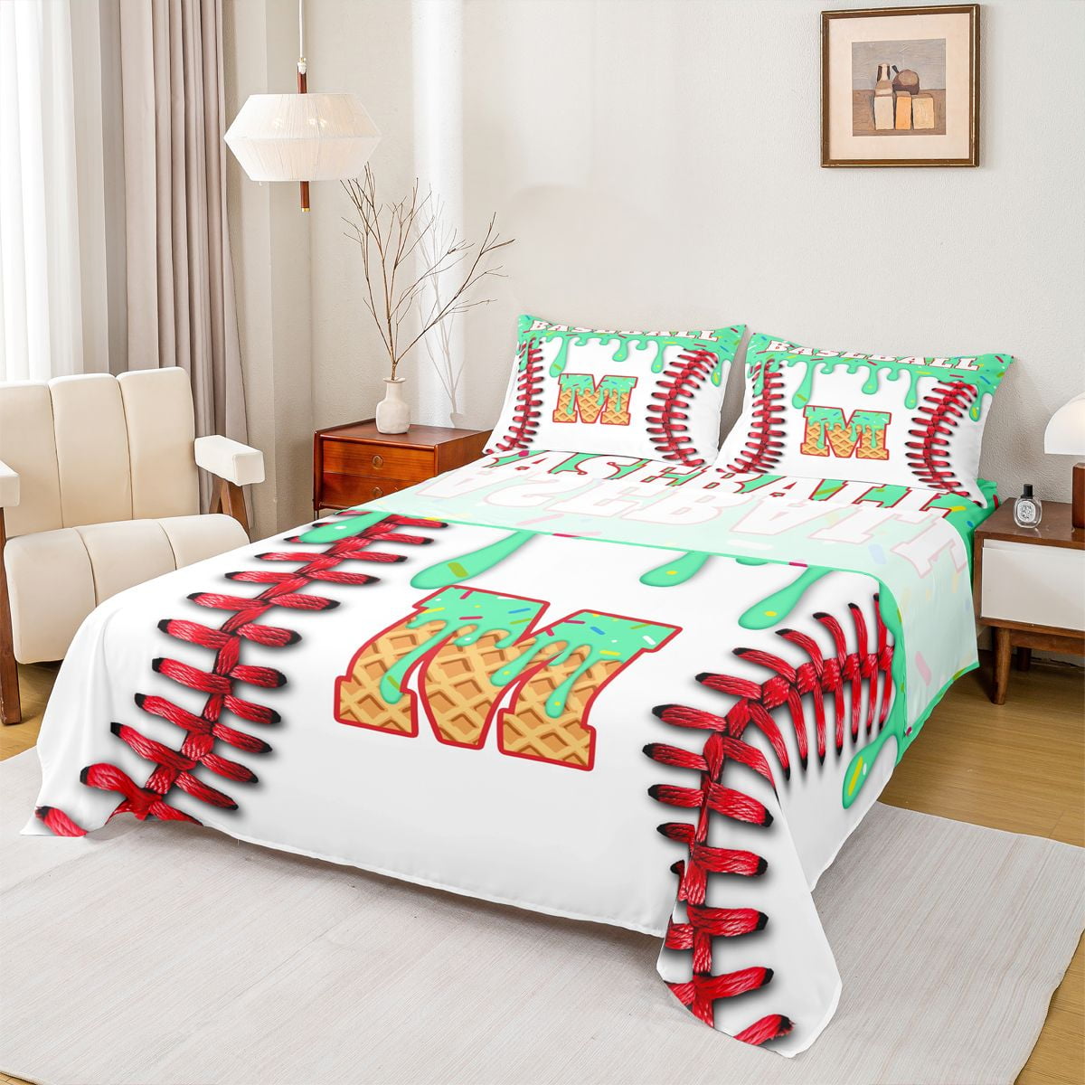 Manfei Personalized Initial Alphabet M 3pcs Twin Sheet Sets for ...