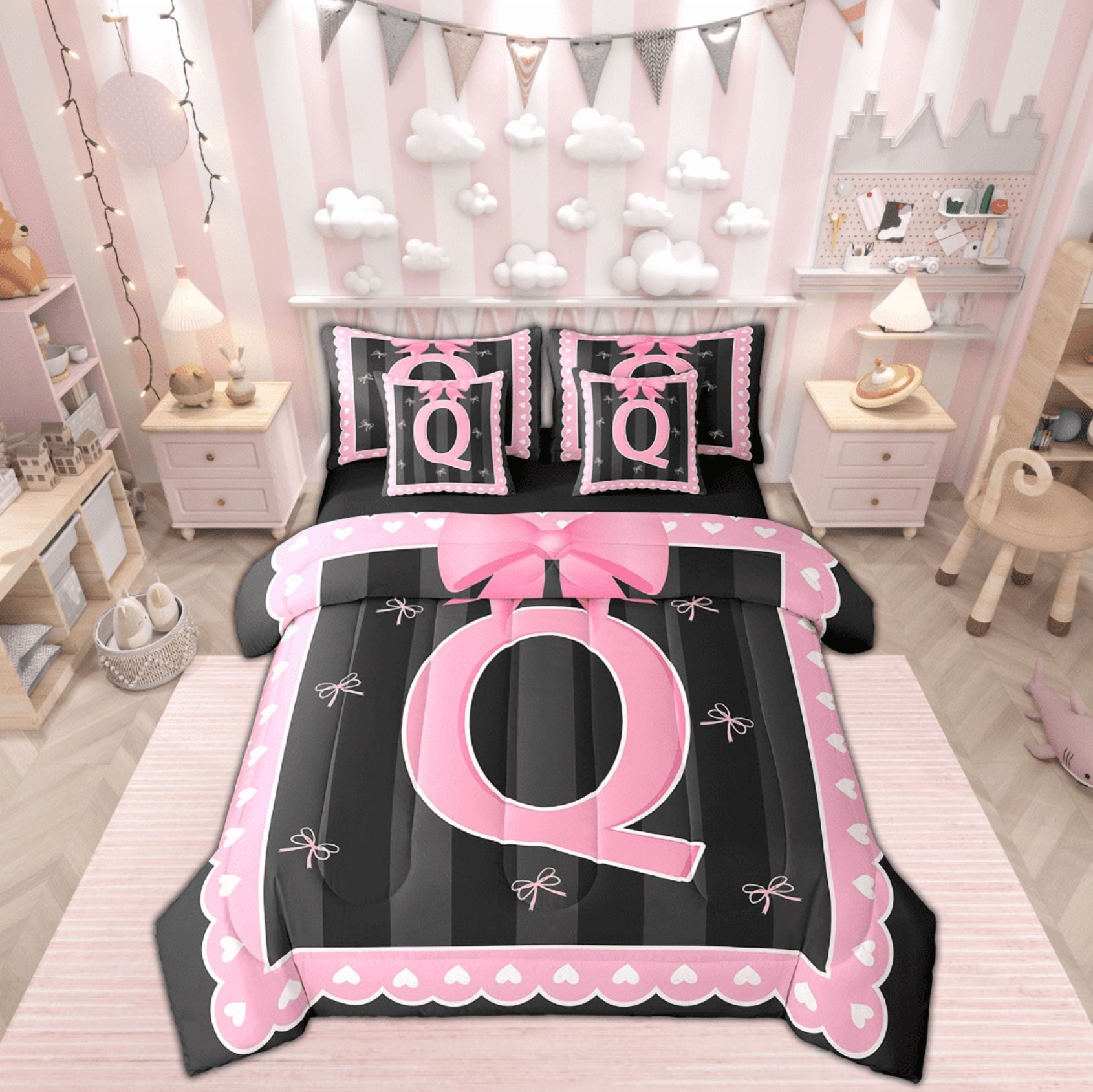 Manfei Personalized Letter Q Bedding Twin Size,Monogrammed Theme ...
