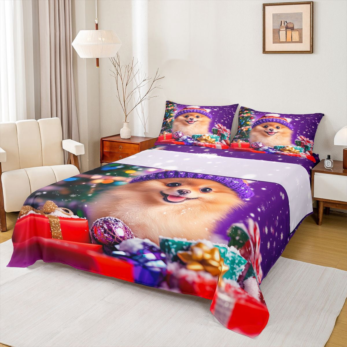 Manfei Pet Dog Lovers Full Size Sheets,Kids Christmas Gifts Bed Sheets ...